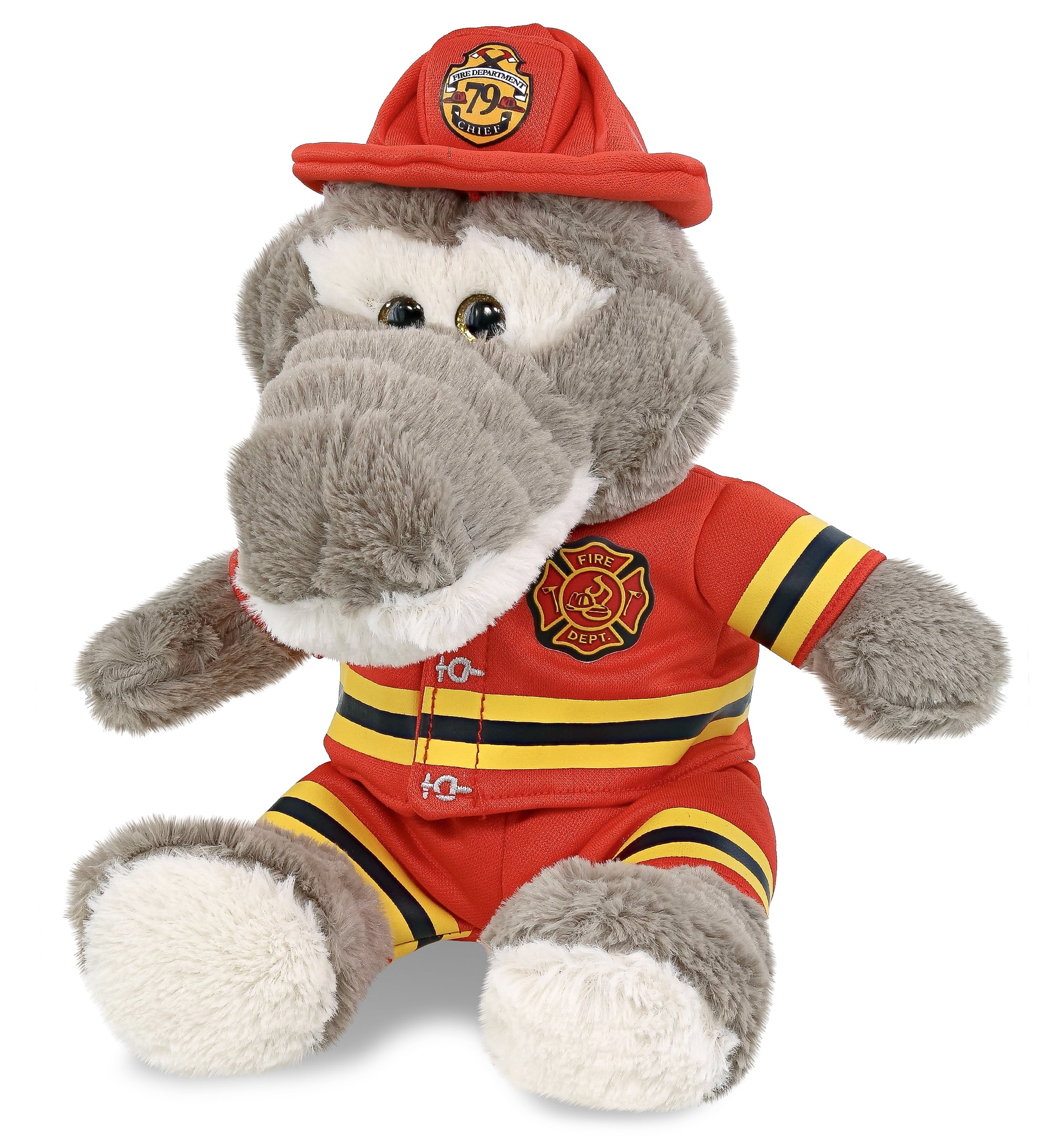 DolliBu Alligator Firefighter Stuffed Animal - Grey Alligator Fireman ...
