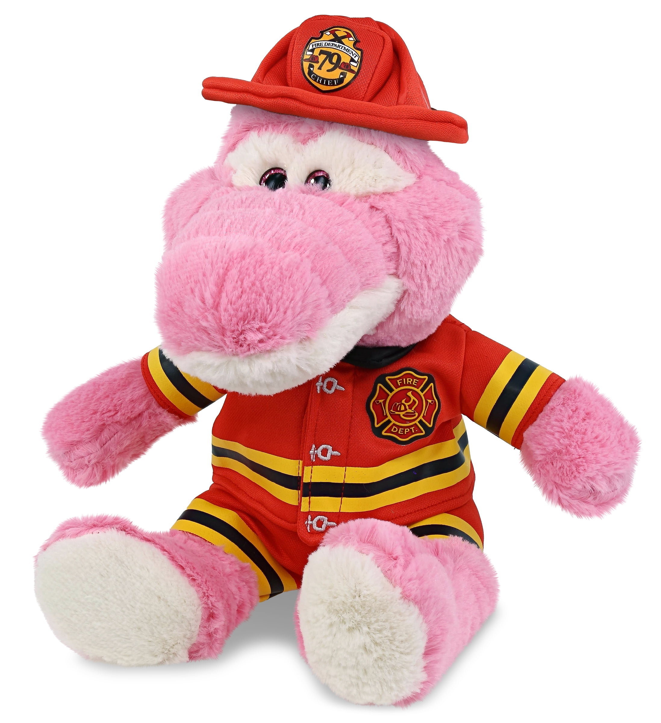 DolliBu Alligator Firefighter Stuffed Animal - Pink Alligator Fireman ...