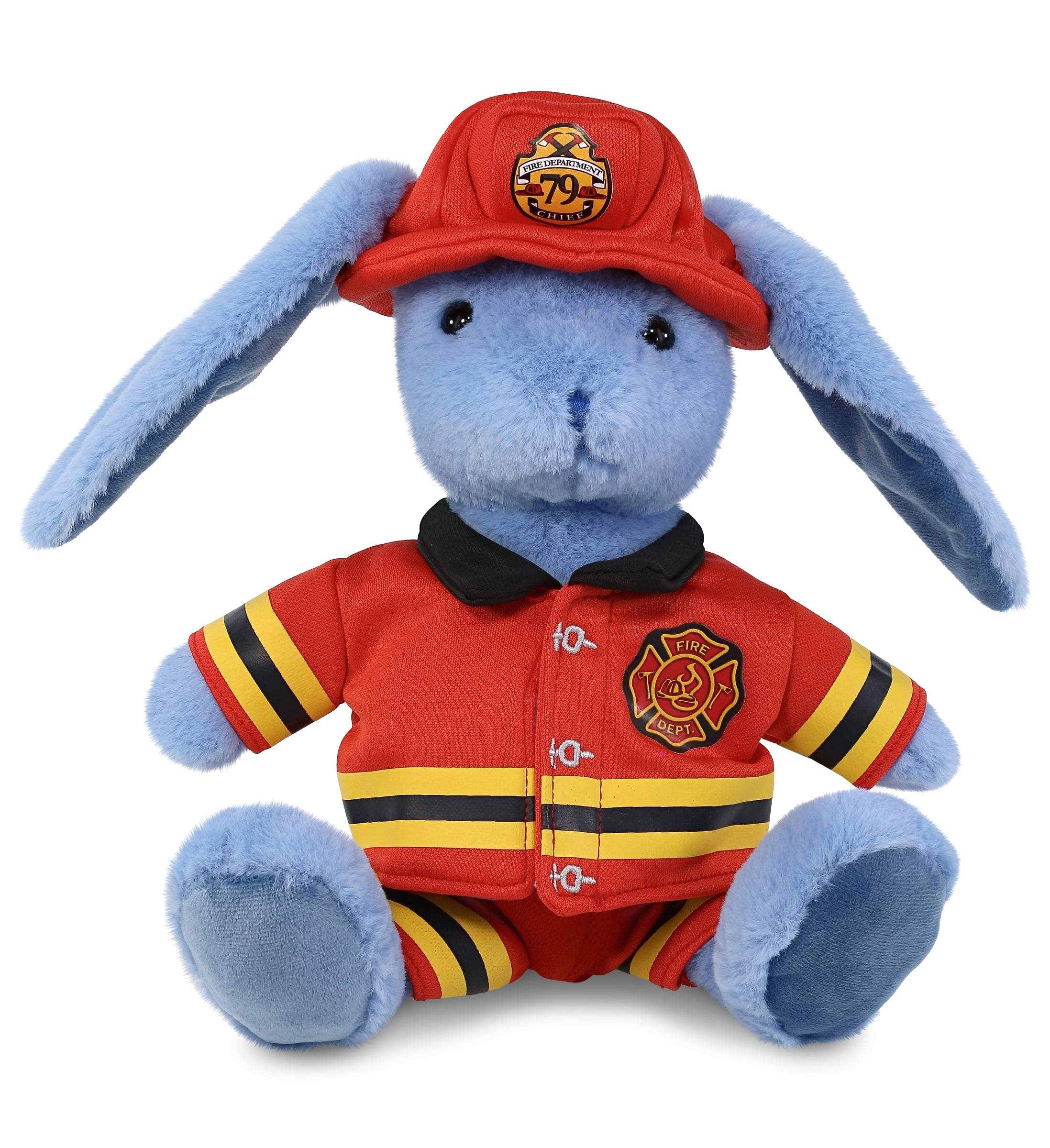DolliBu Baby Blue Rabbit Firefighter Stuffed Animal - Rabbit Fireman ...