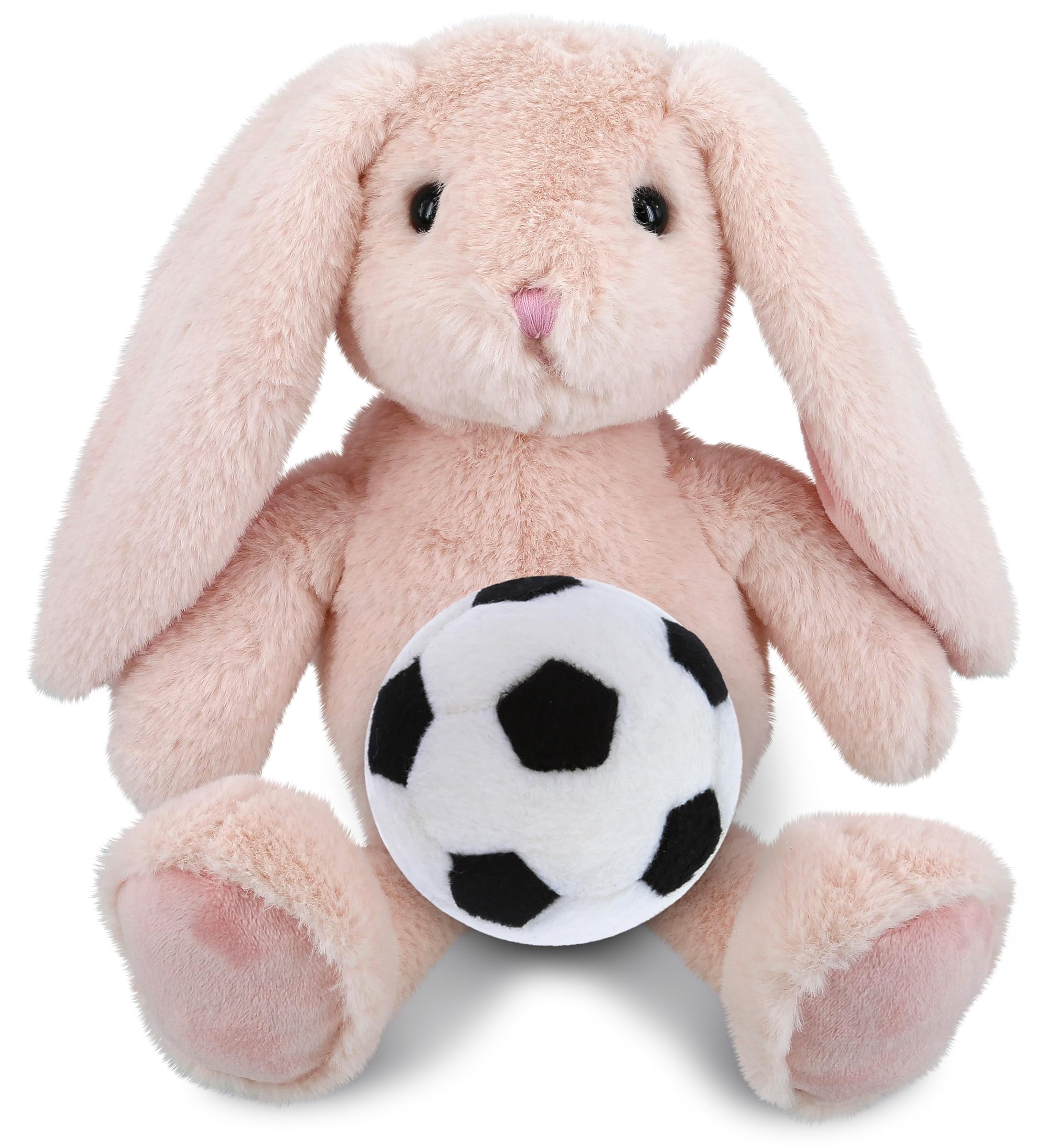 DolliBu Baby Pink Rabbit Stuffed Animal with Soccer Ball Plush - Soft ...