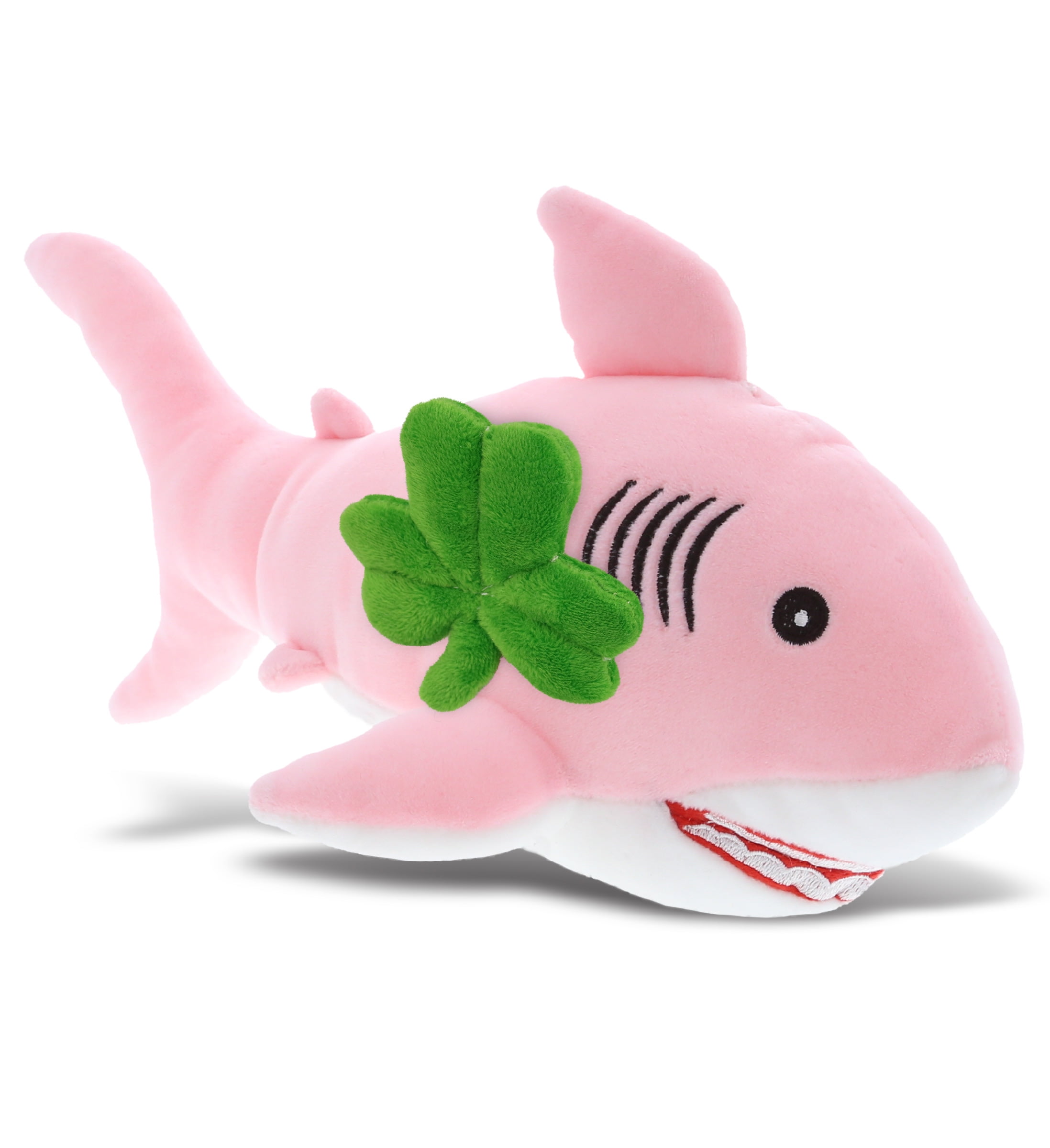 DolliBu Baby Soft Pink Shark Stuffed Animal with Green Plush Shamrock ...