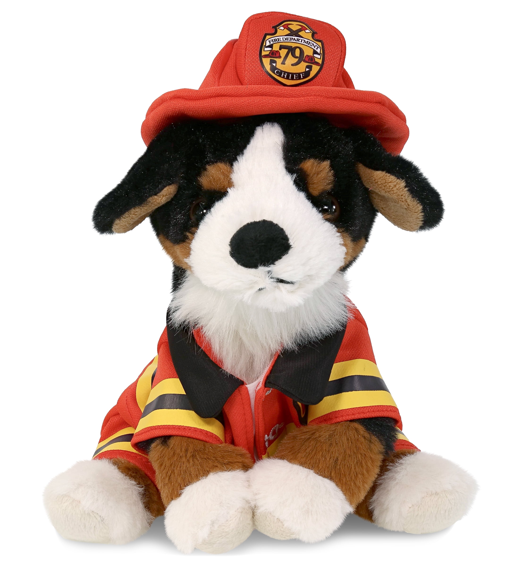 DolliBu Bernese Mountain Dog Firefighter Stuffed Animal - Dog Fireman ...