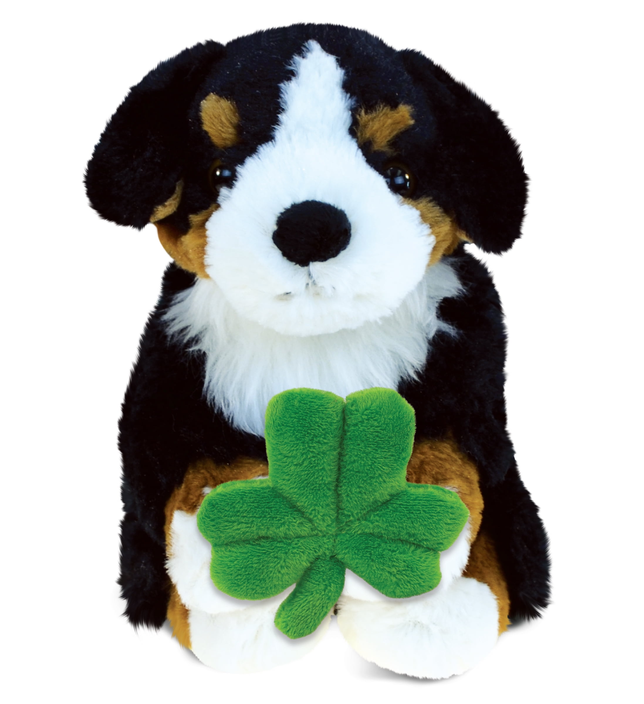 DolliBu Bernese Mountain Dog Stuffed Animal with Green Plush Shamrock ...
