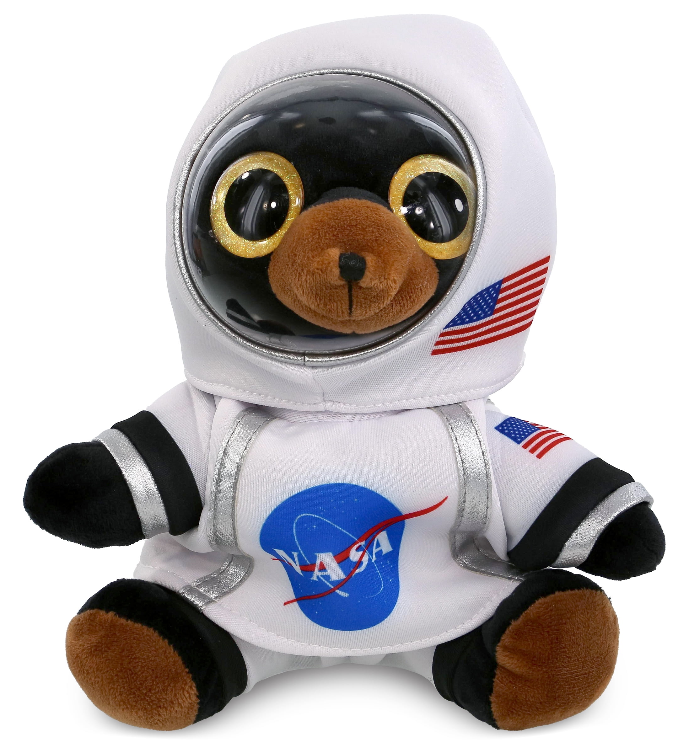 DolliBu Big Eye Black Bear Astronaut Plush Toy - Super Soft Wild Life Astronaut Stuffed Animal ...