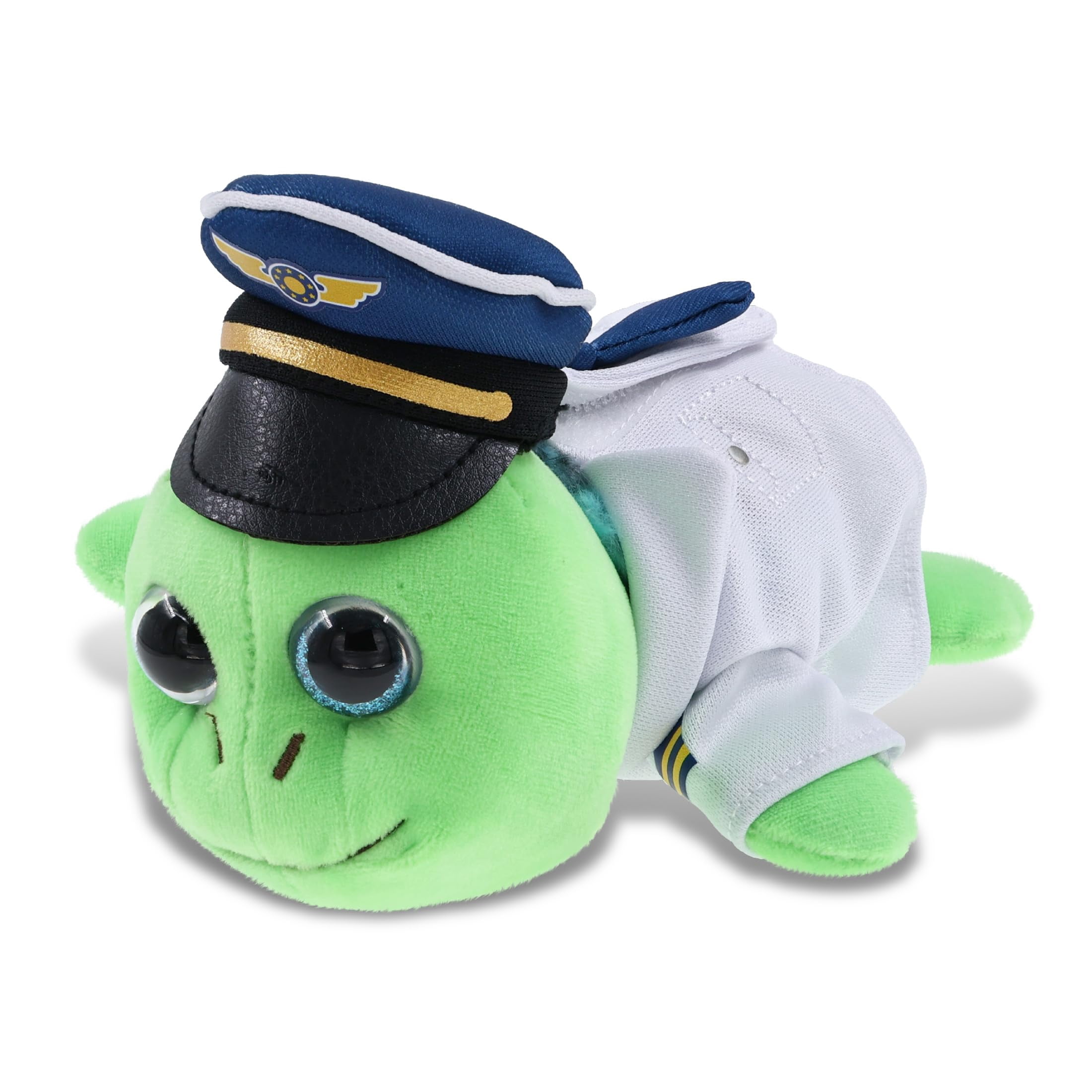 DolliBu Big Eye Blue Shell Sea Turtle Stuffed Animal with Pilot Costume ...