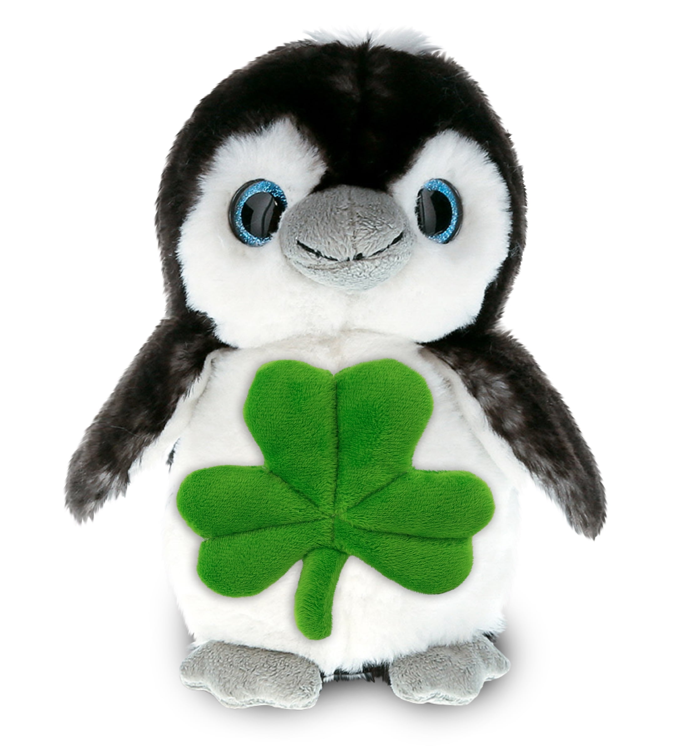 DolliBu Big Eye Penguin Stuffed Animal with Green Plush Shamrock, Cute ...