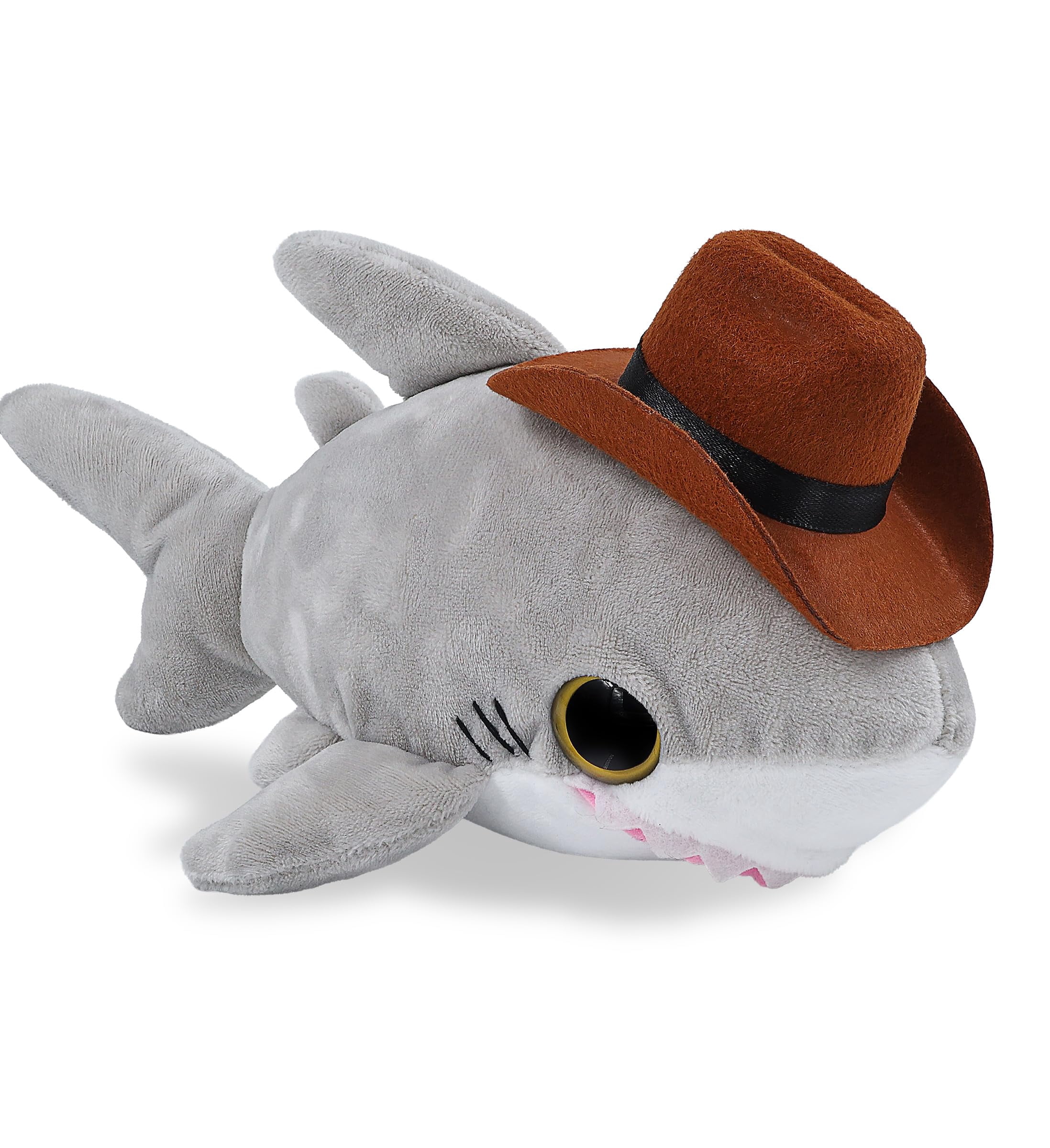 DolliBu Big Eye Shark Stuffed Animal Cowboy Plush - Western-Themed Big ...