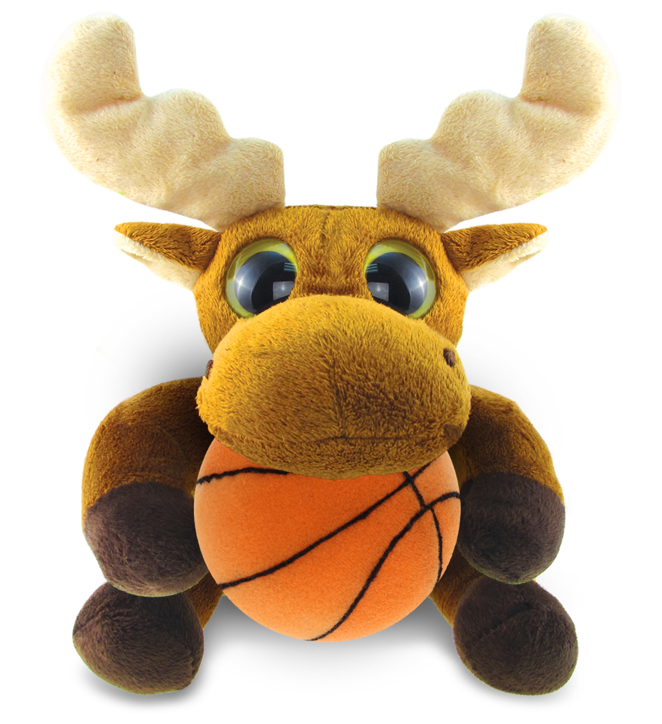 DolliBu Big-Eyed Moose Stuffed Animal with Basketball Plush - Soft ...