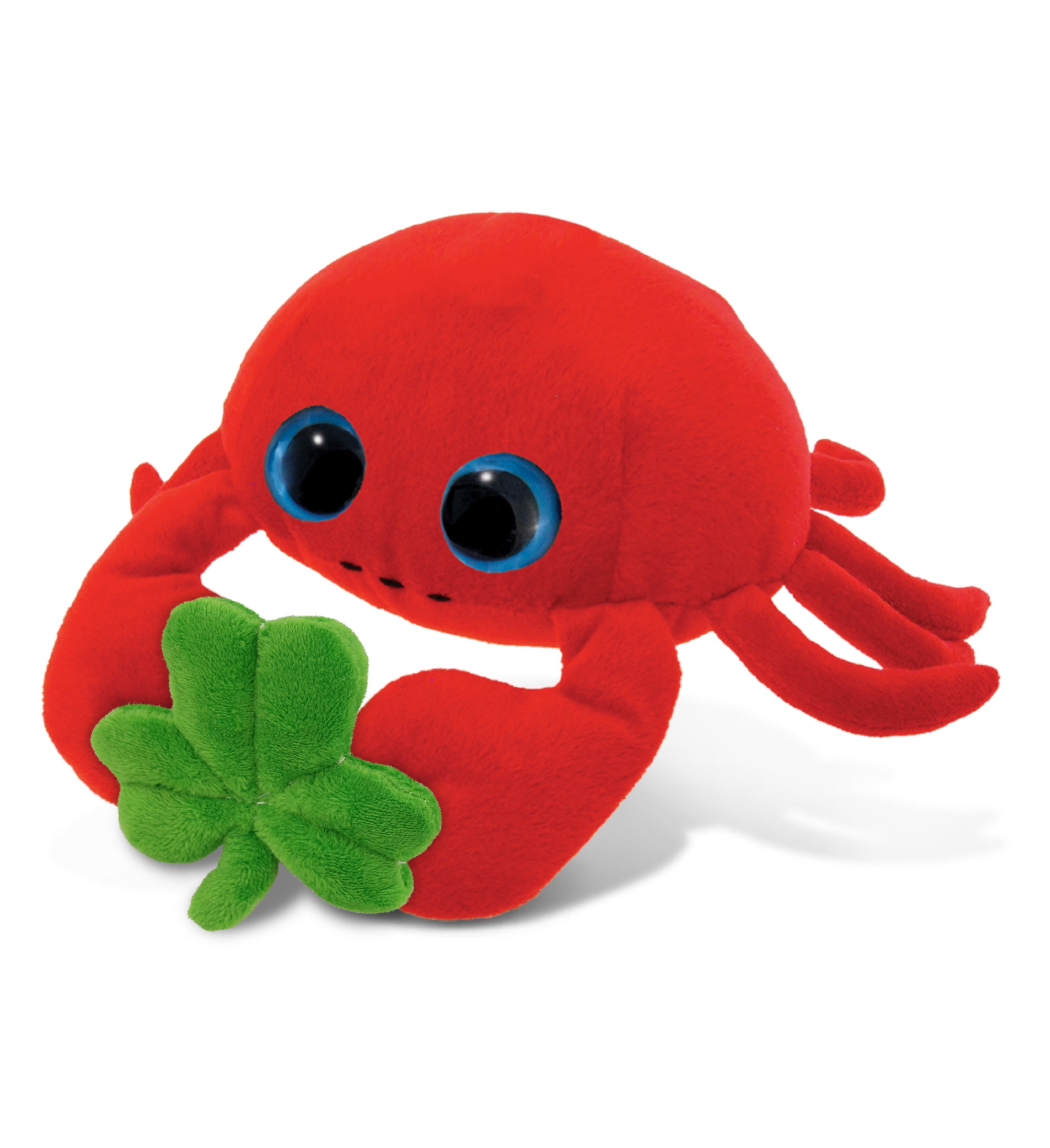DolliBu Big Eyed Red Crab Stuffed Animal with Green Plush Shamrock ...