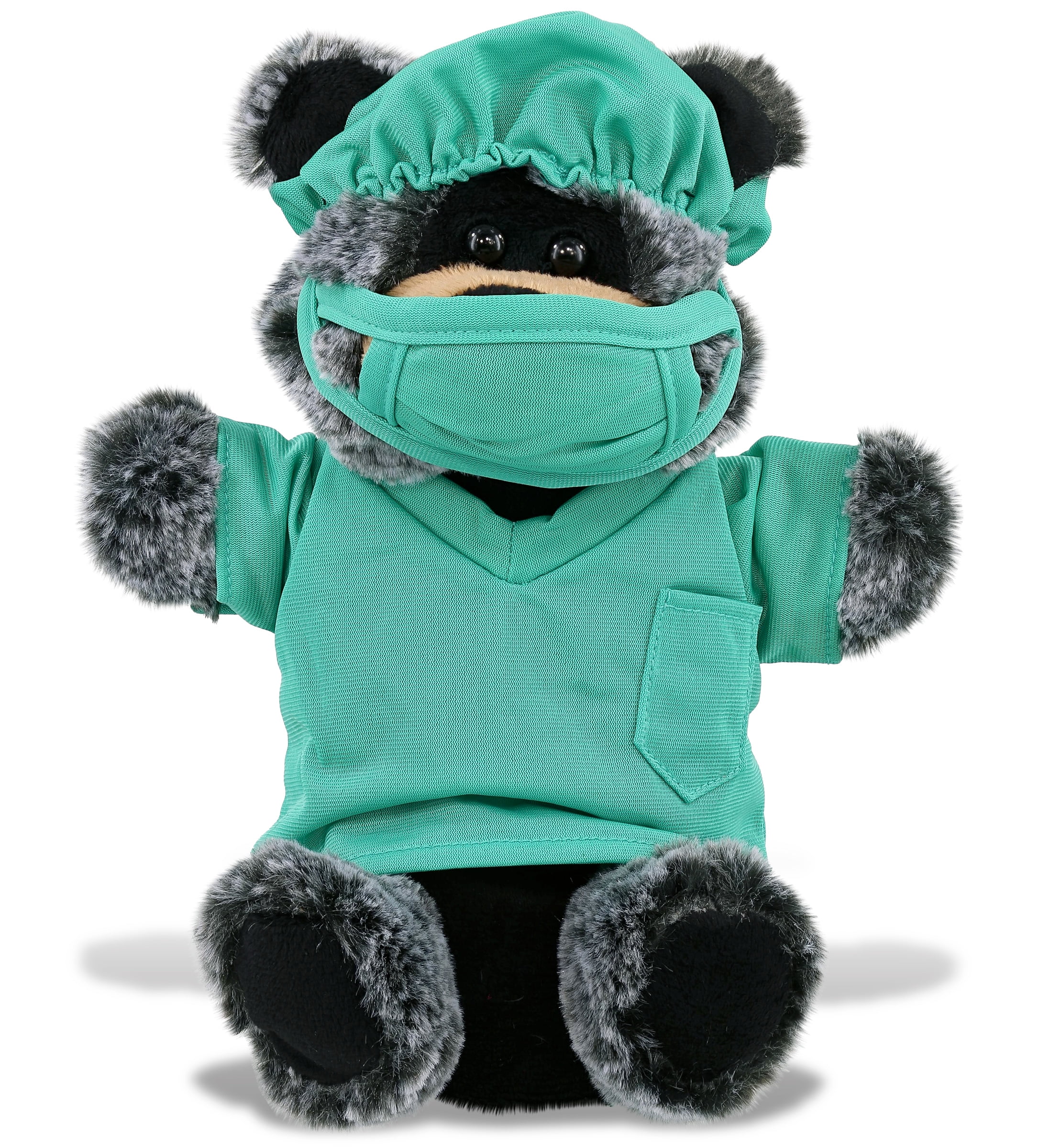 DolliBu Black Bear Doctor Plush Hand Puppet Toy - Super Soft Black Bear ...