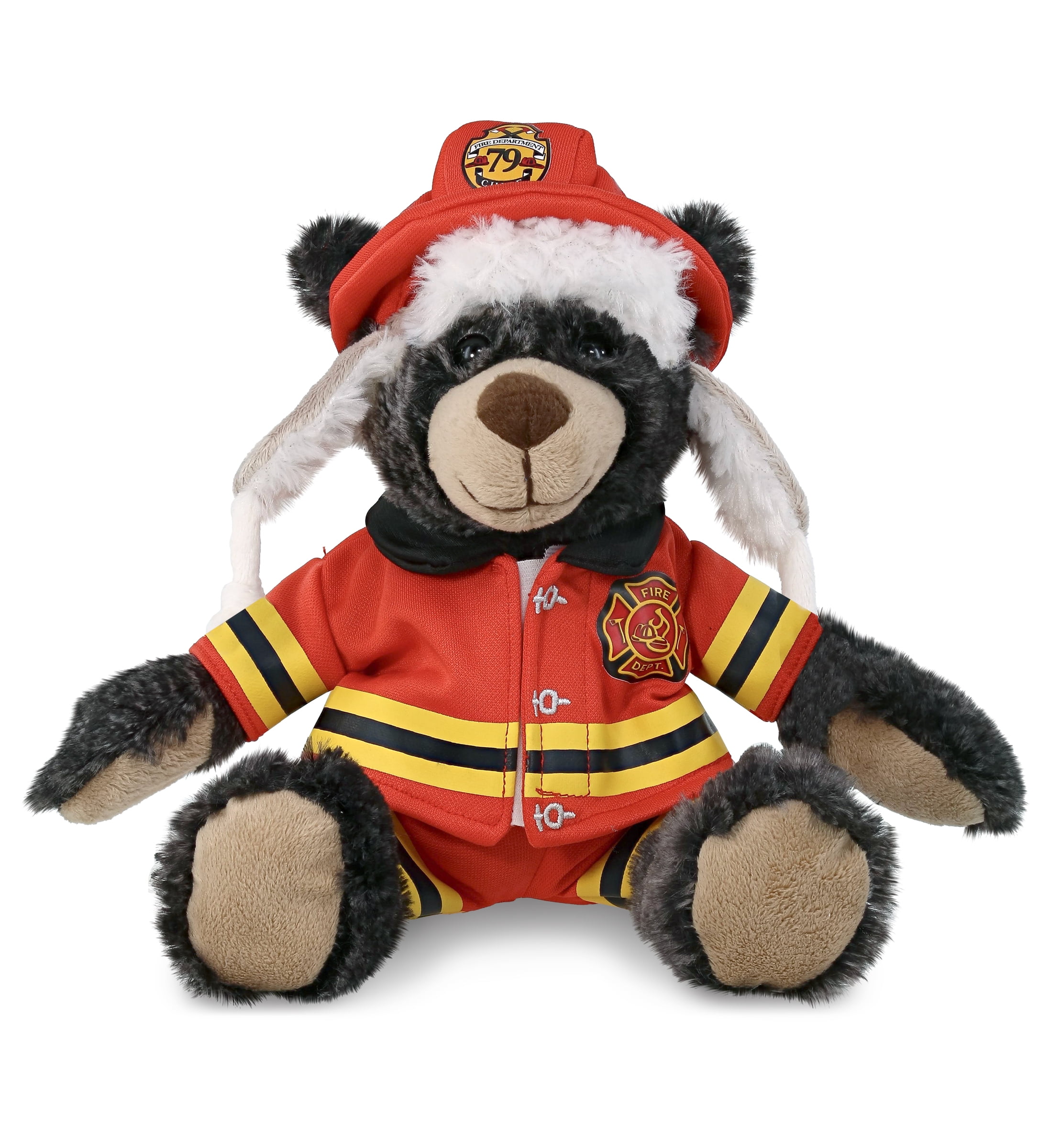 DolliBu Black Bear Firefighter Stuffed Animal - Bear with Clothes ...