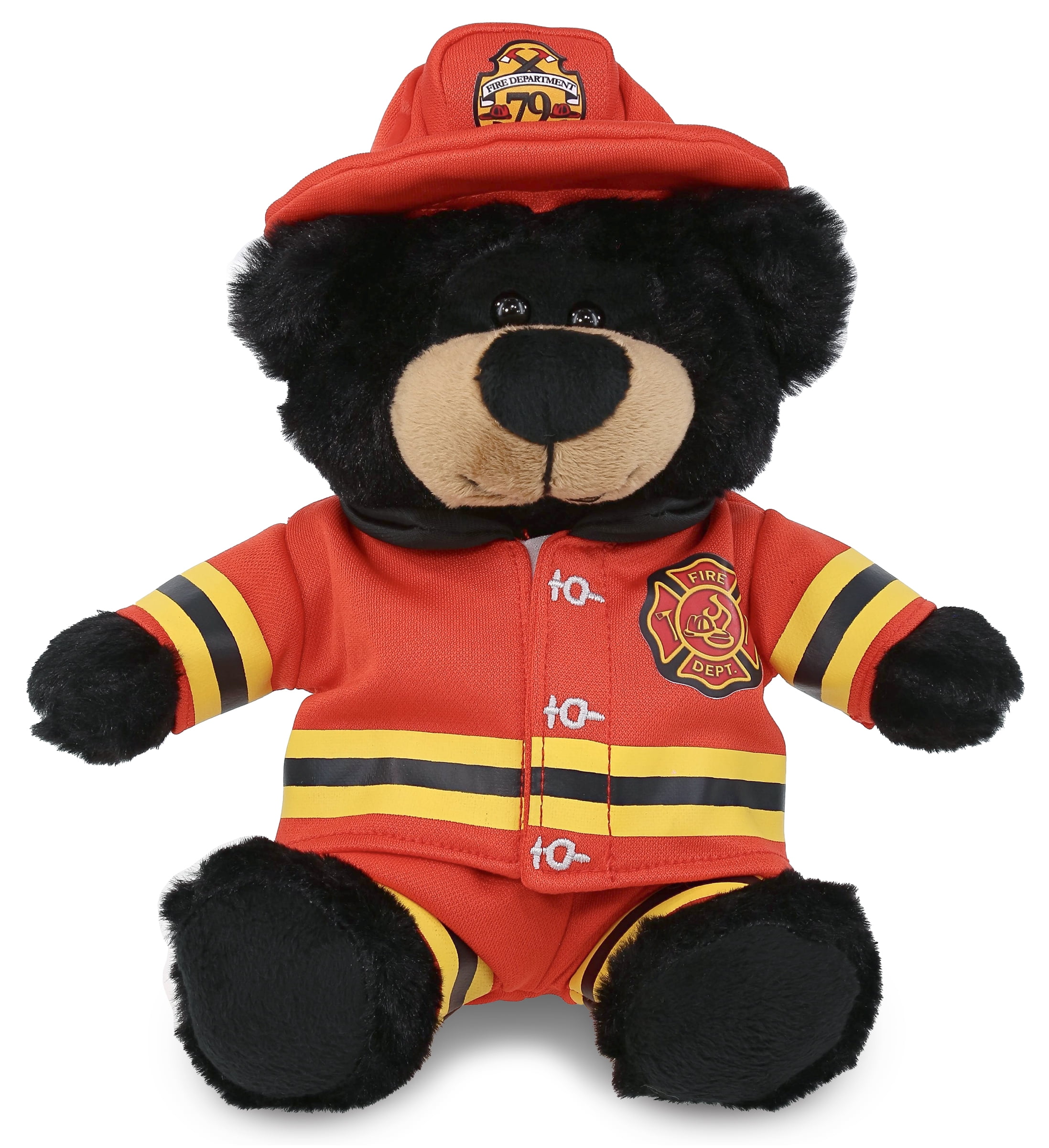 DolliBu Black Bear Firefighter Stuffed Animal - Super Soft Black Bear ...