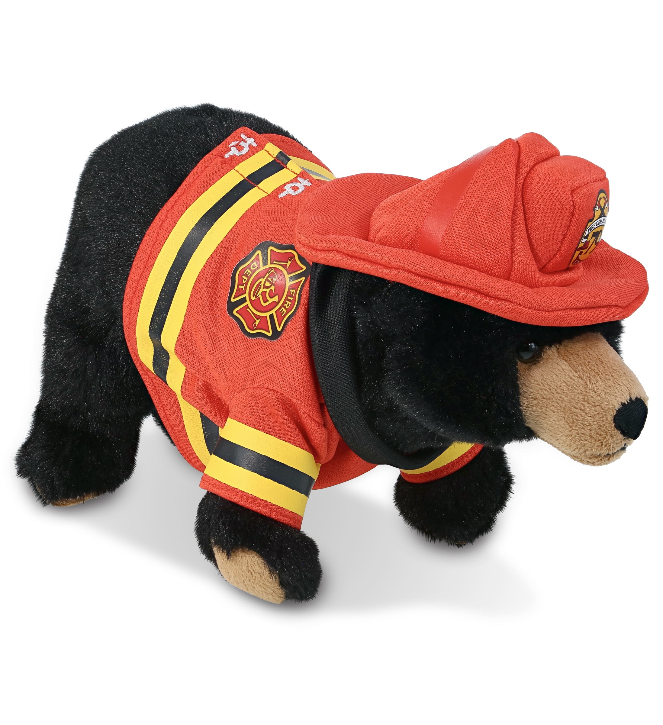 DolliBu Black Bear Firefighter Stuffed Animal - Super Soft Bear Fireman ...