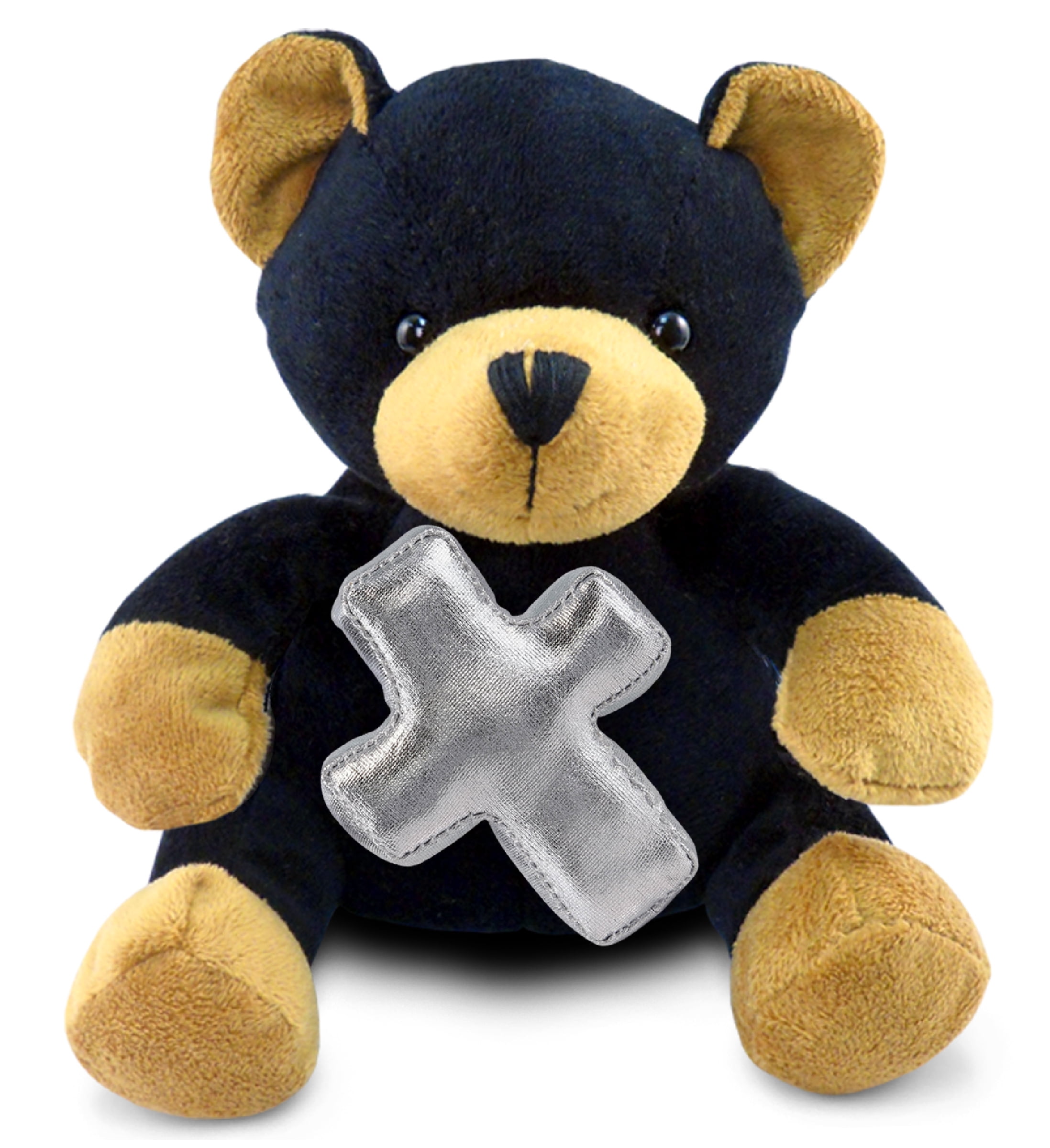 DolliBu Black Bear Stuffed Animal with Silver Cross Plush - Religious ...