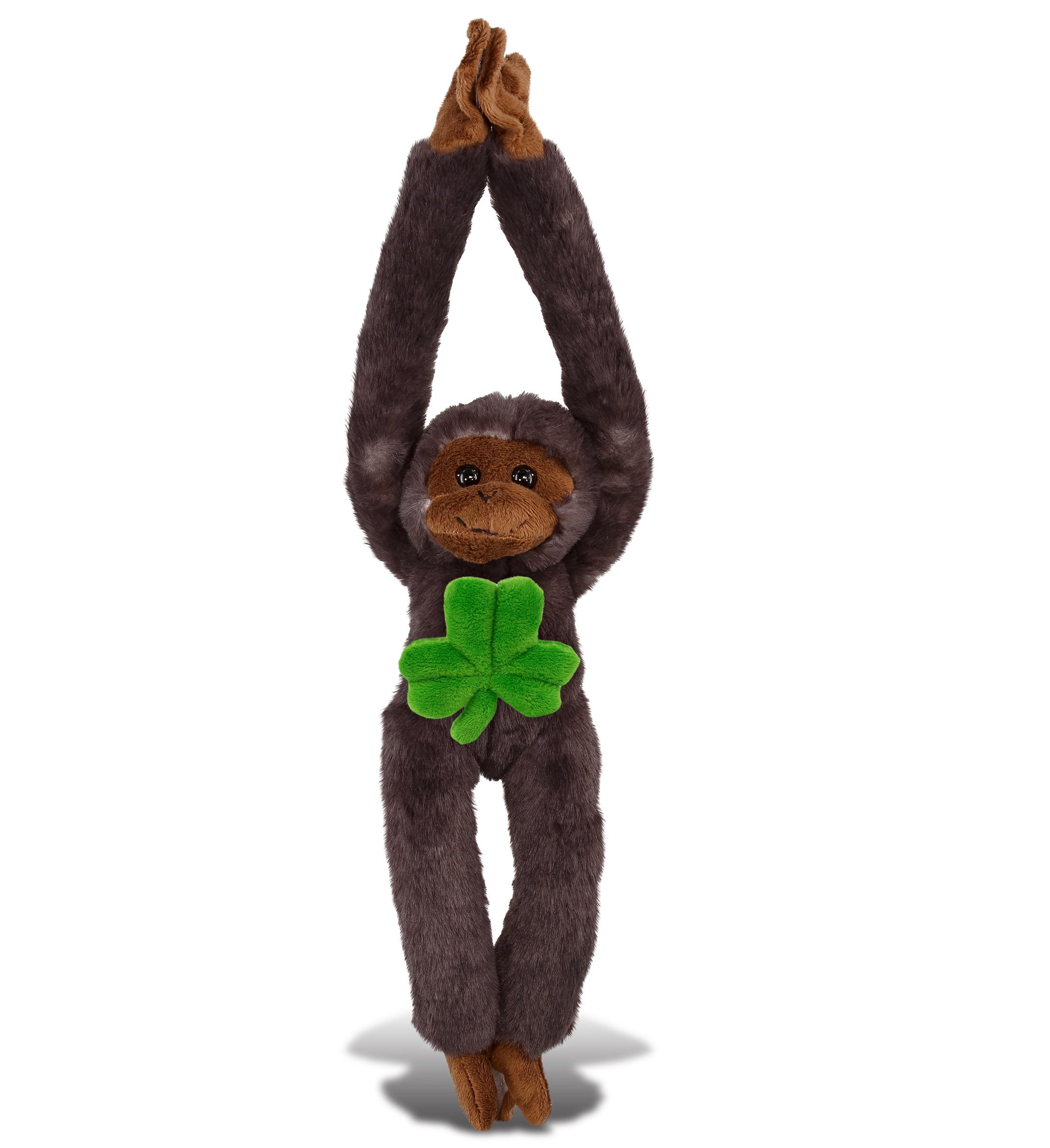 DolliBu Black Capuchin Monkey Stuffed Animal with Green Plush Shamrock ...