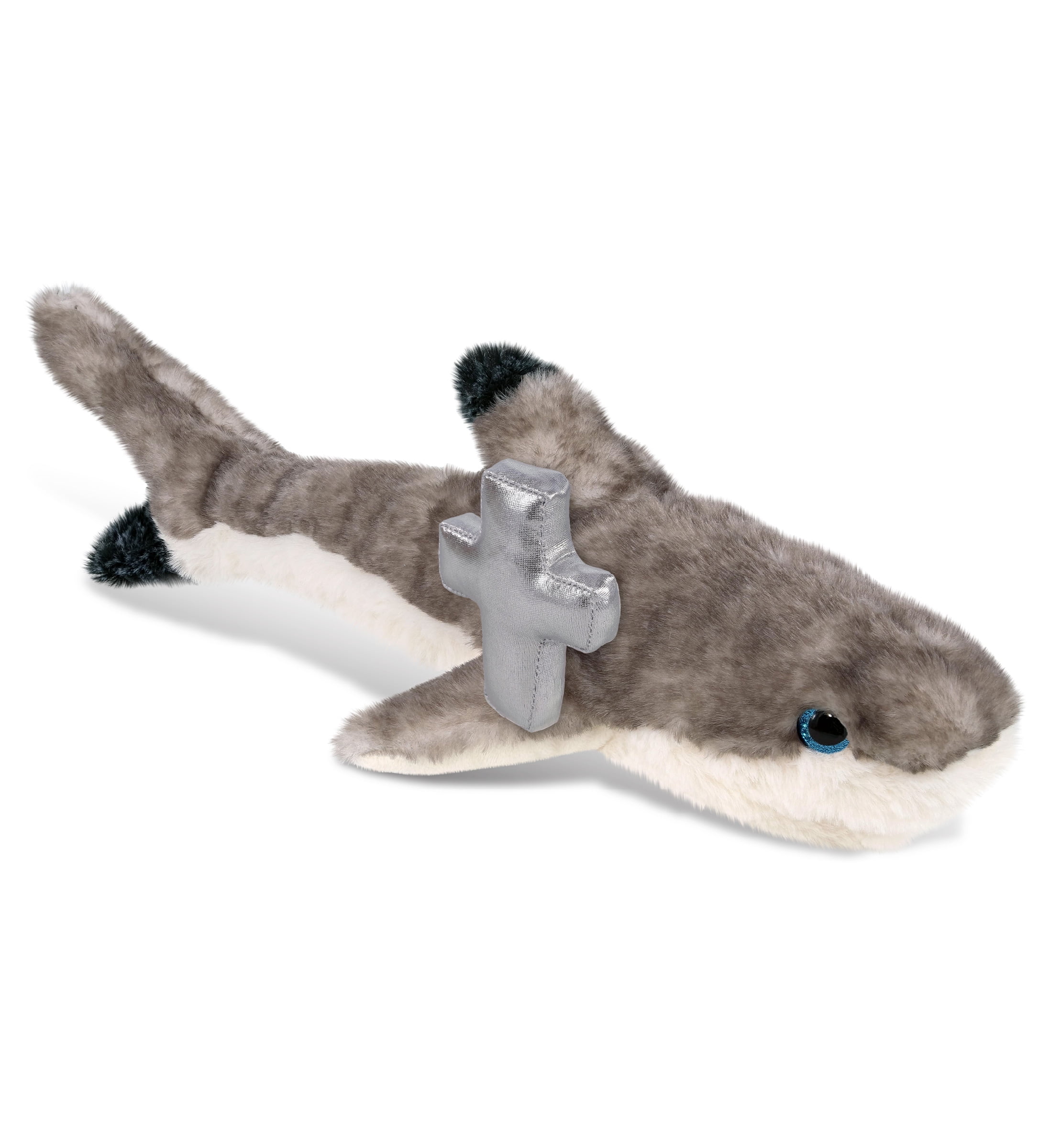 DolliBu Blacktip Reef Shark Stuffed Animal with Silver Cross Plush ...