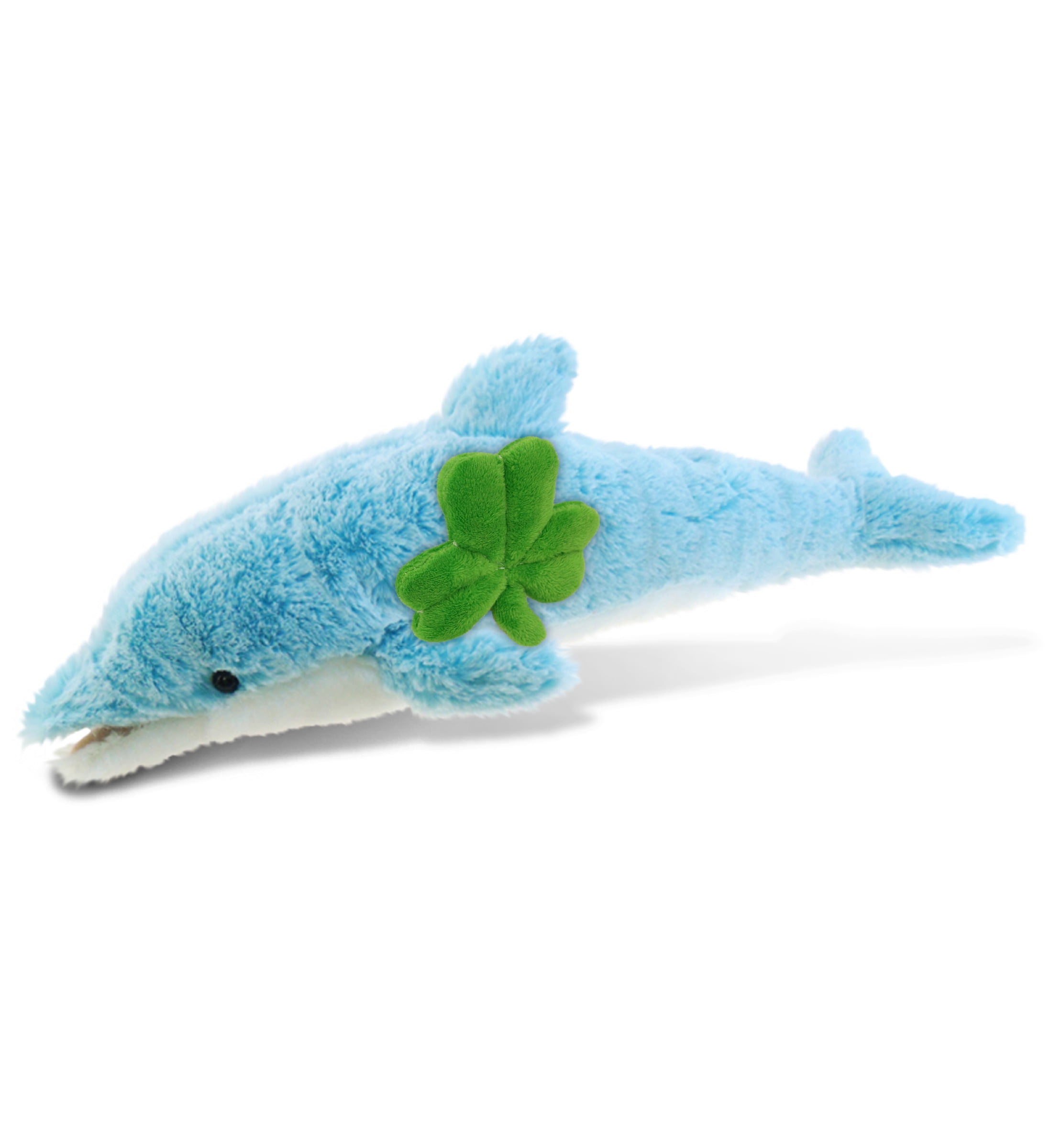 DolliBu Blue Dolphin Stuffed Animal with Green Plush Shamrock - Cute ...