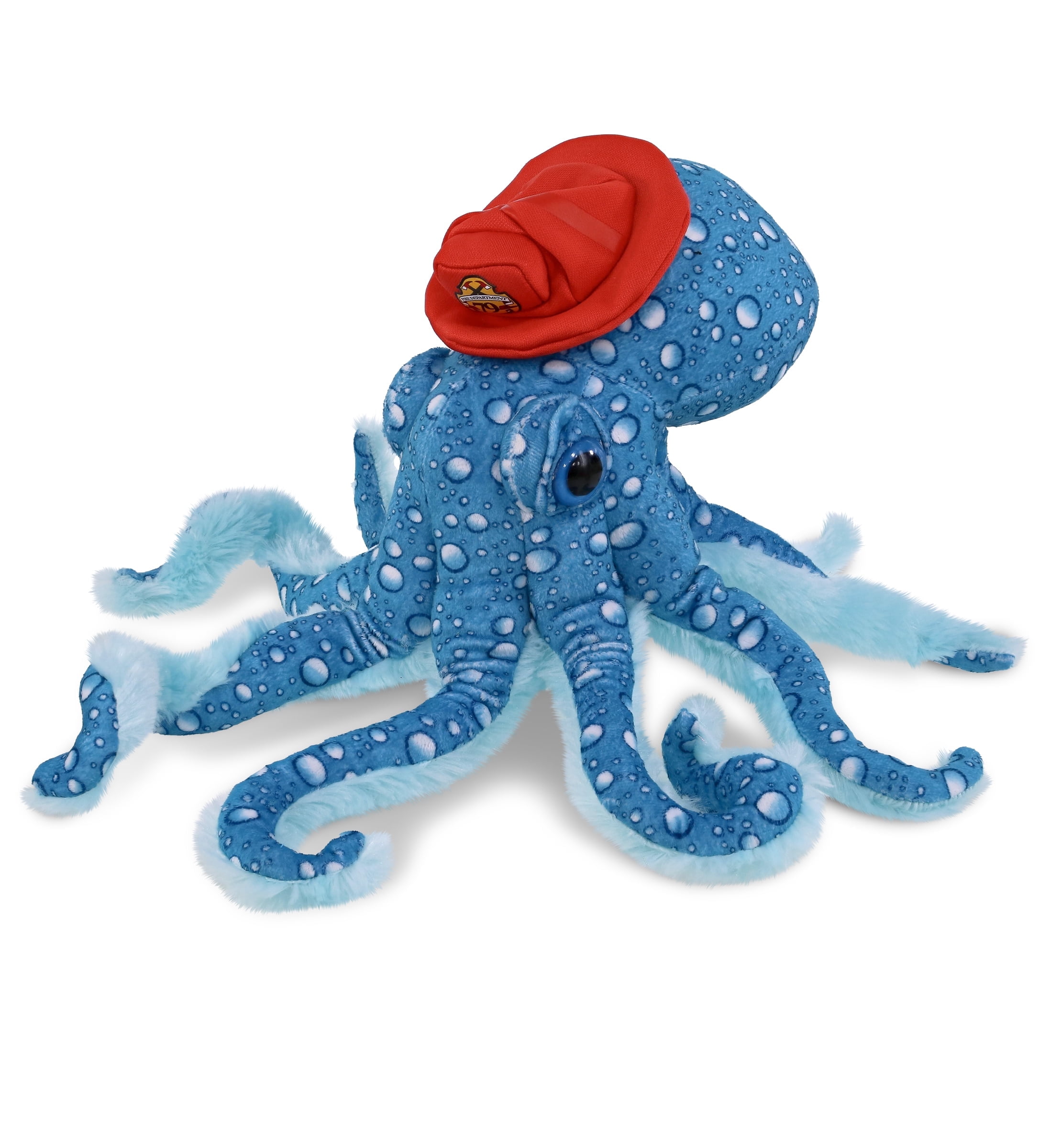DolliBu Blue Octopus Firefighter Stuffed Animal - Wild Collection Blue ...