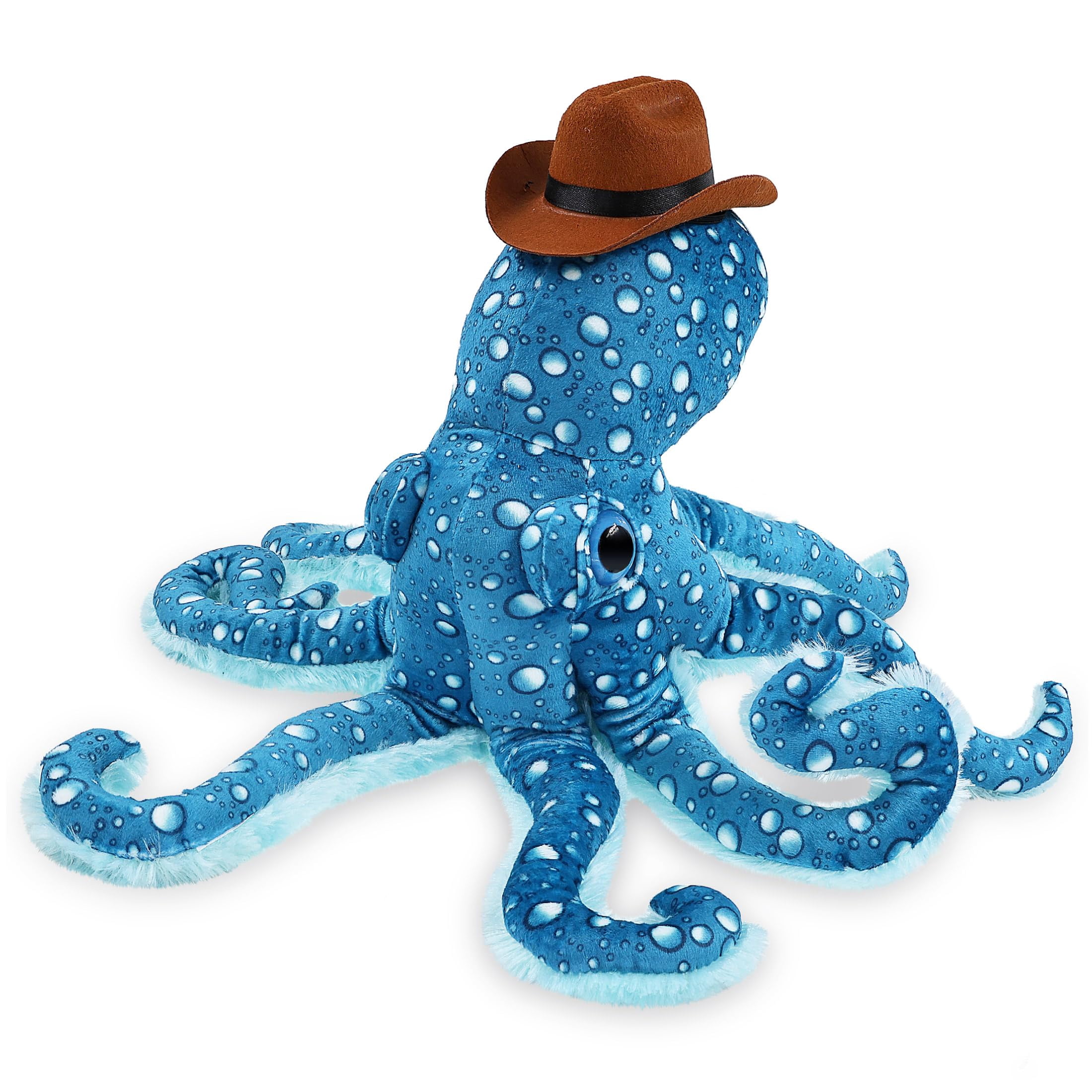 DolliBu Blue Octopus Stuffed Animal Cowboy Hat Plush - Western-Themed ...