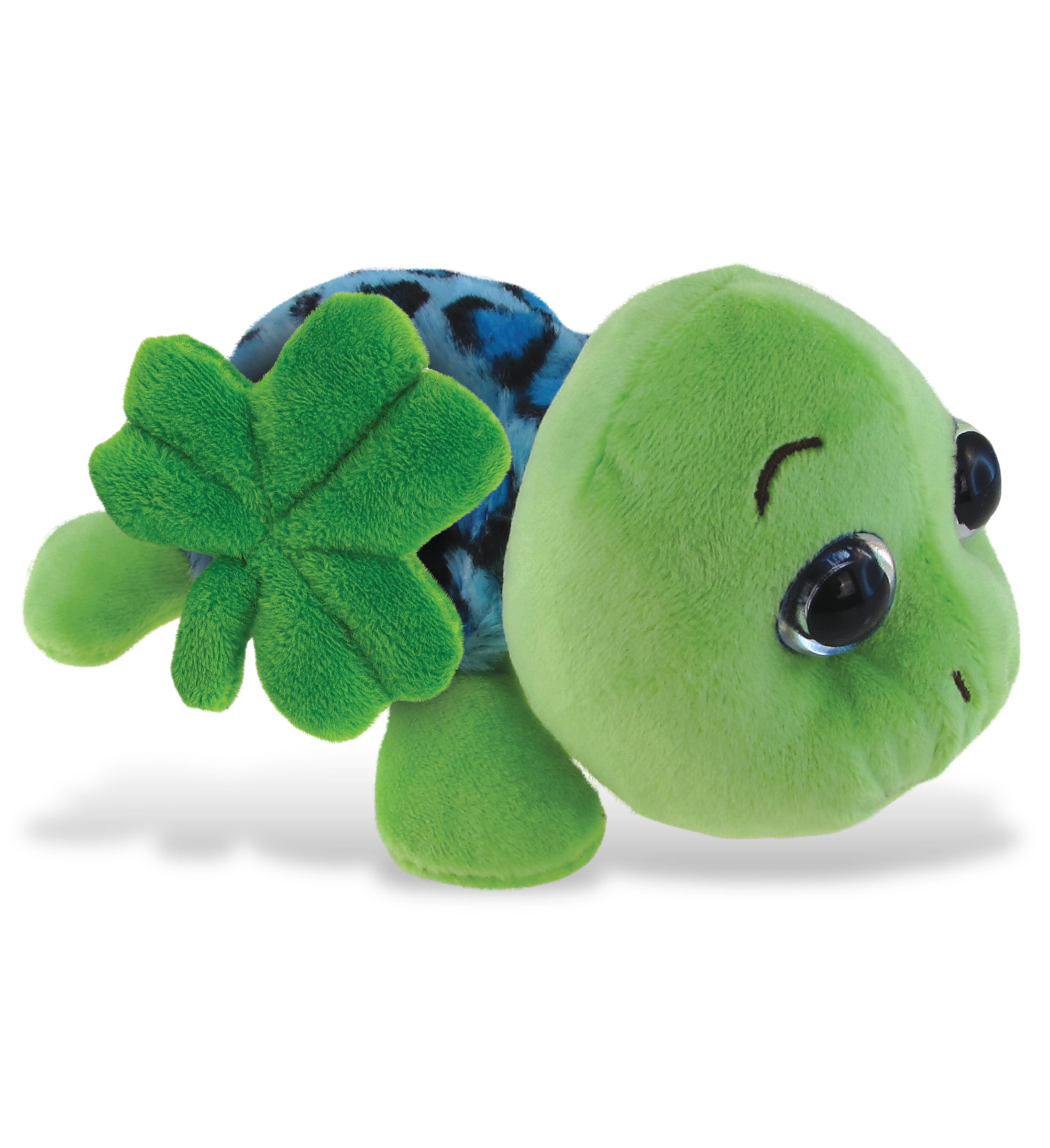 DolliBu Blue Shell Sea Turtle Stuffed Animal with Green Plush Shamrock ...