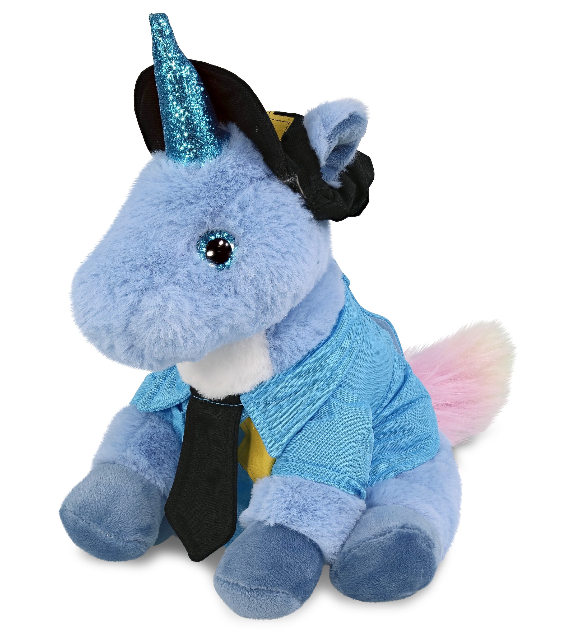 DolliBu Blue Unicorn Police Officer Plush Toy – Super Soft Blue Unicorn ...