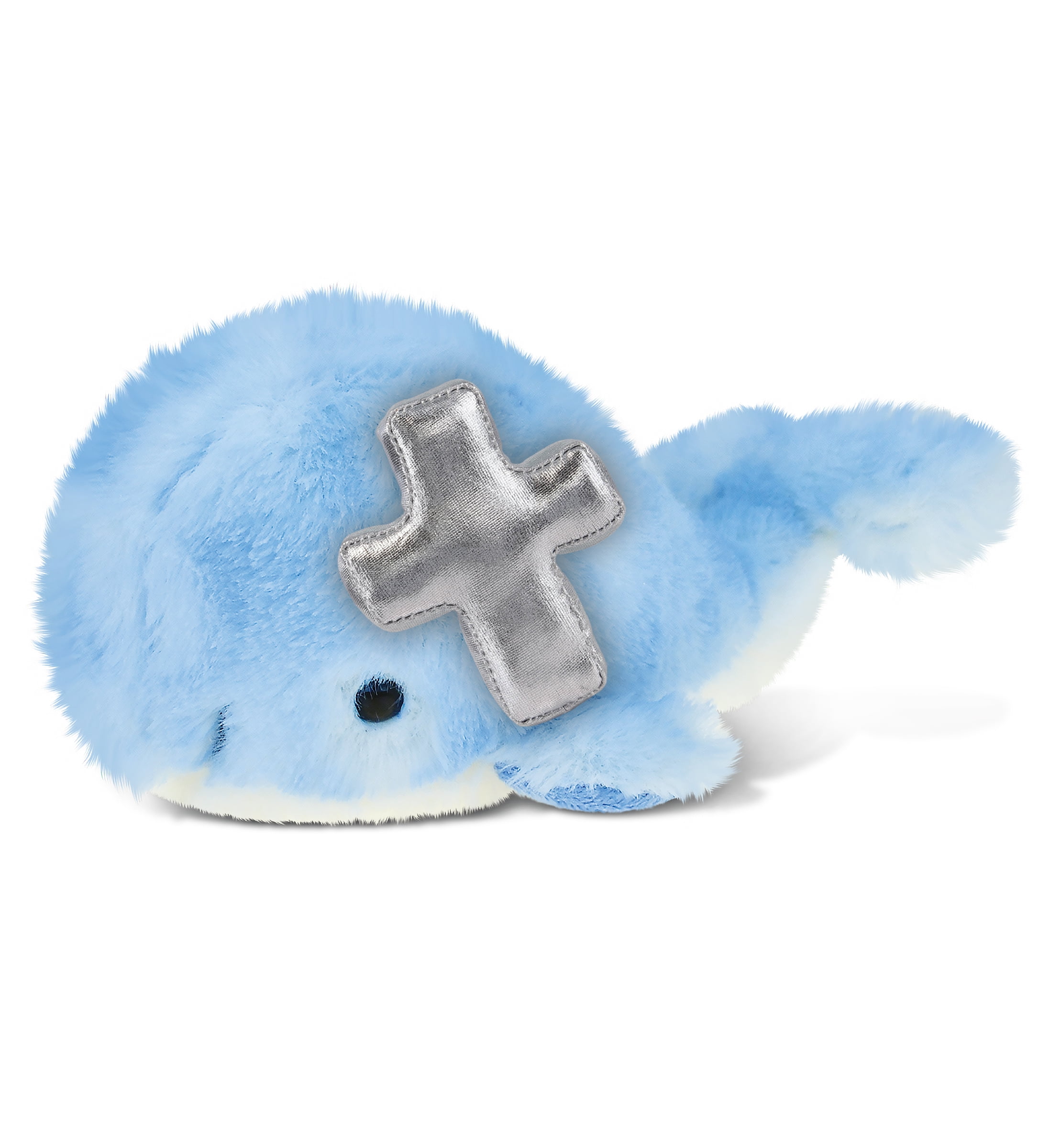 DolliBu Blue Whale Stuffed Animal with Silver Cross Plush – Religious ...