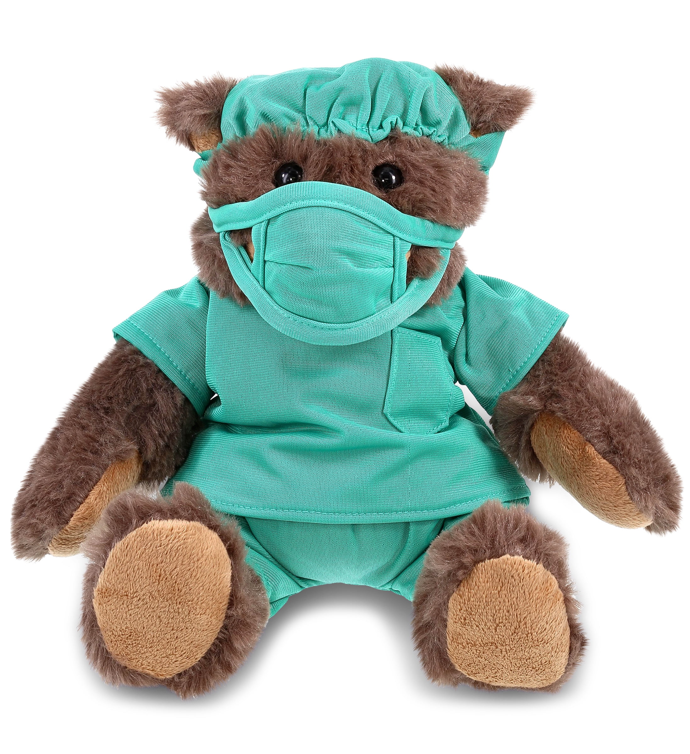 DolliBu Brown Bear Doctor Plush Toy - Super Soft Red Plaid Hoodie Brown ...