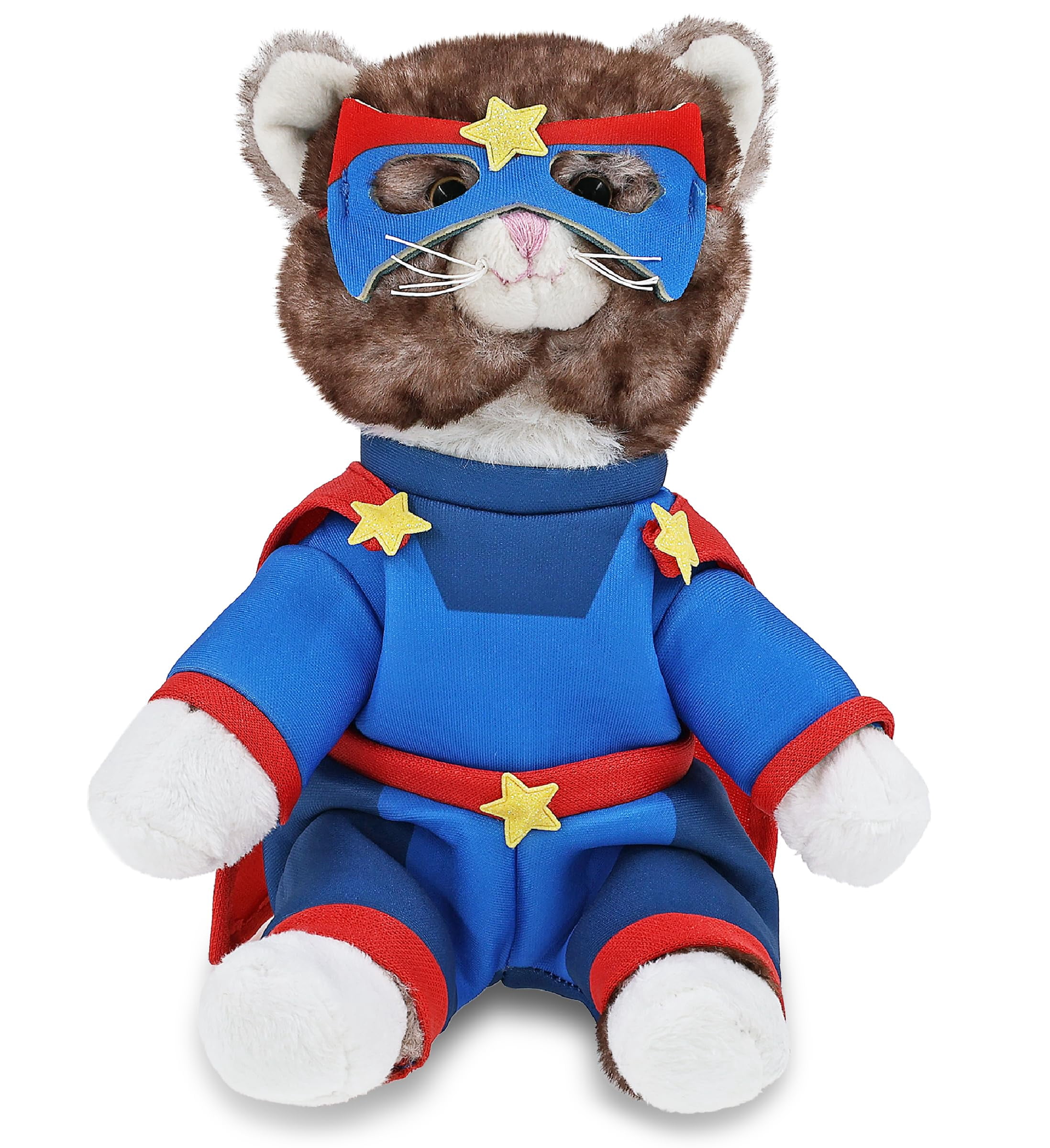 DolliBu Brown Cat Plush Stuffed Animal with Superhero Costume - Cute ...