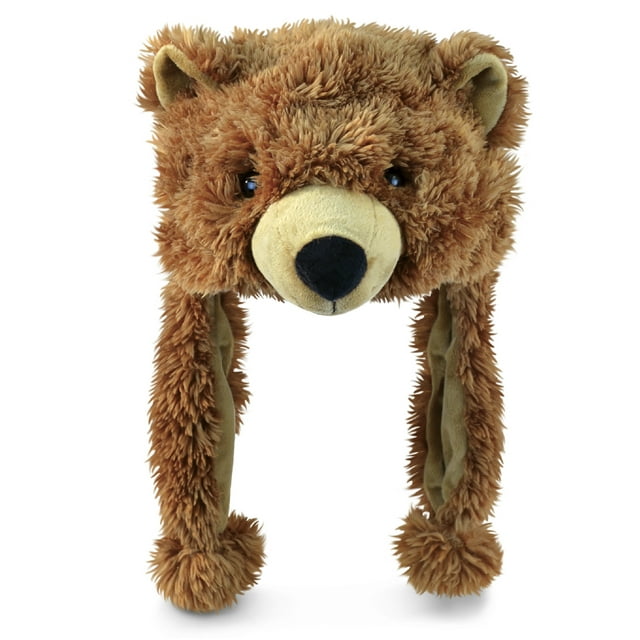 DolliBu Grizzly Bear Teddy Beanie - Funny, Soft, Warm Fleece Winter Hat ...