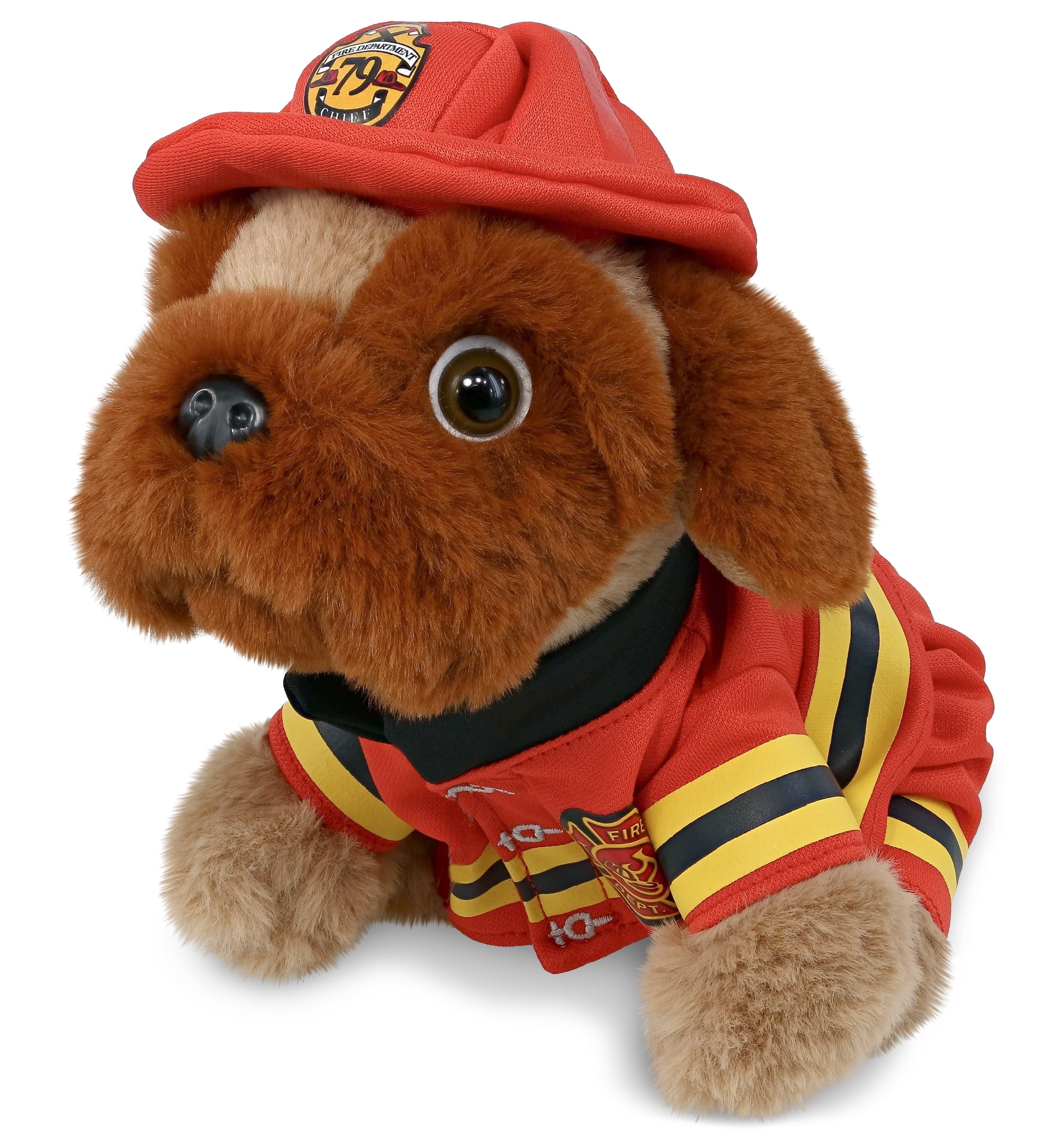 DolliBu Brown Pug Dog Firefighter Stuffed Animal - Super Soft Pug Dog ...