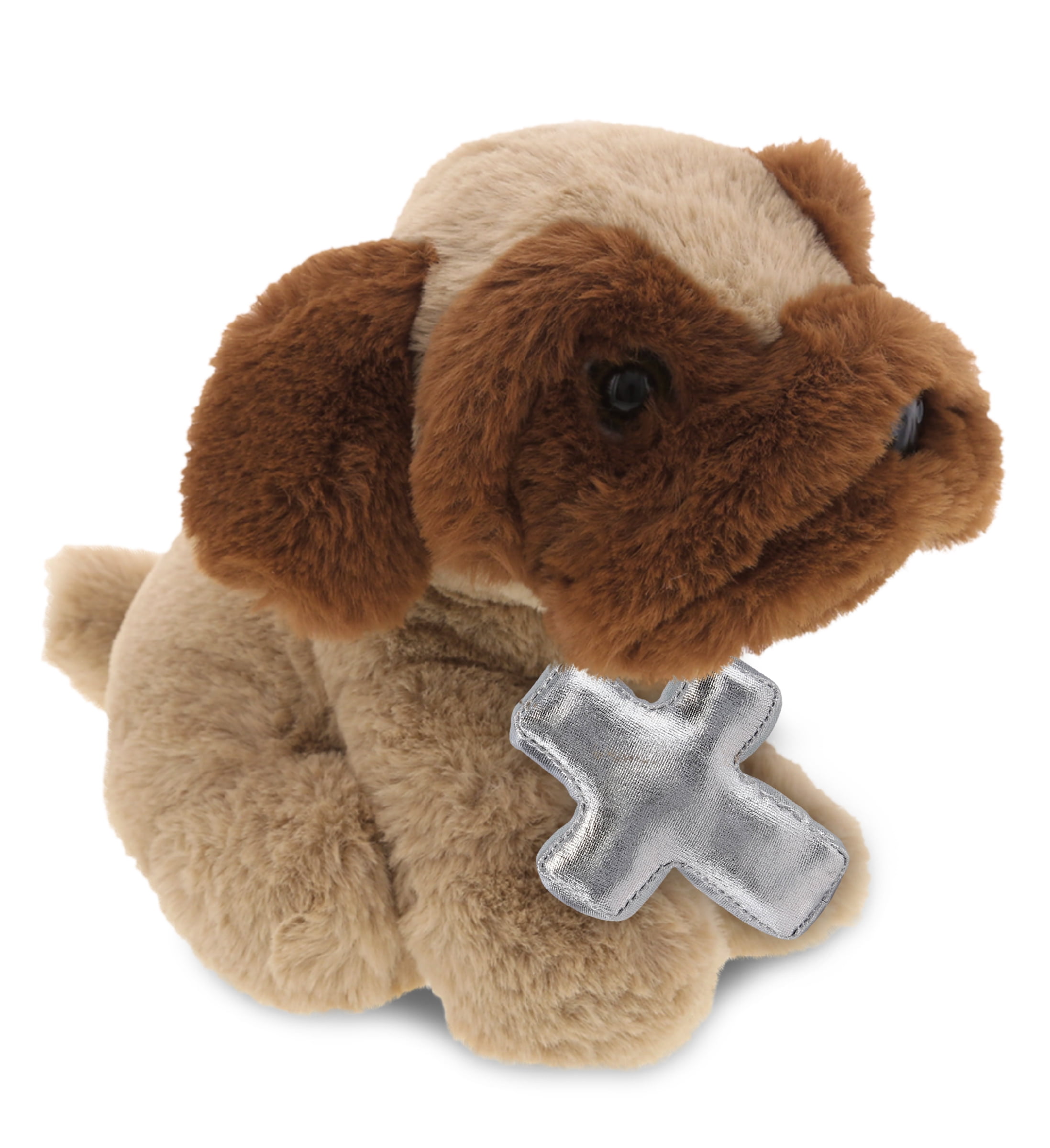 DolliBu Brown Pug Dog Stuffed Animal with Silver Cross Plush ...
