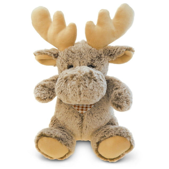 DolliBu Brown Sitting Moose Plush - Super Soft Moose Stuffed Animal ...