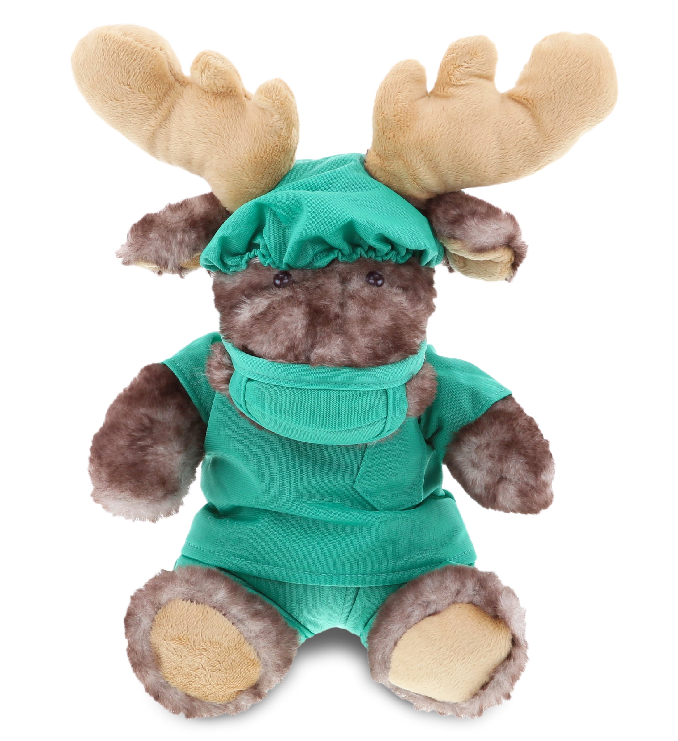 DolliBu Brownish Sitting Moose Doctor Plush Toy - Soft Brownish Moose ...