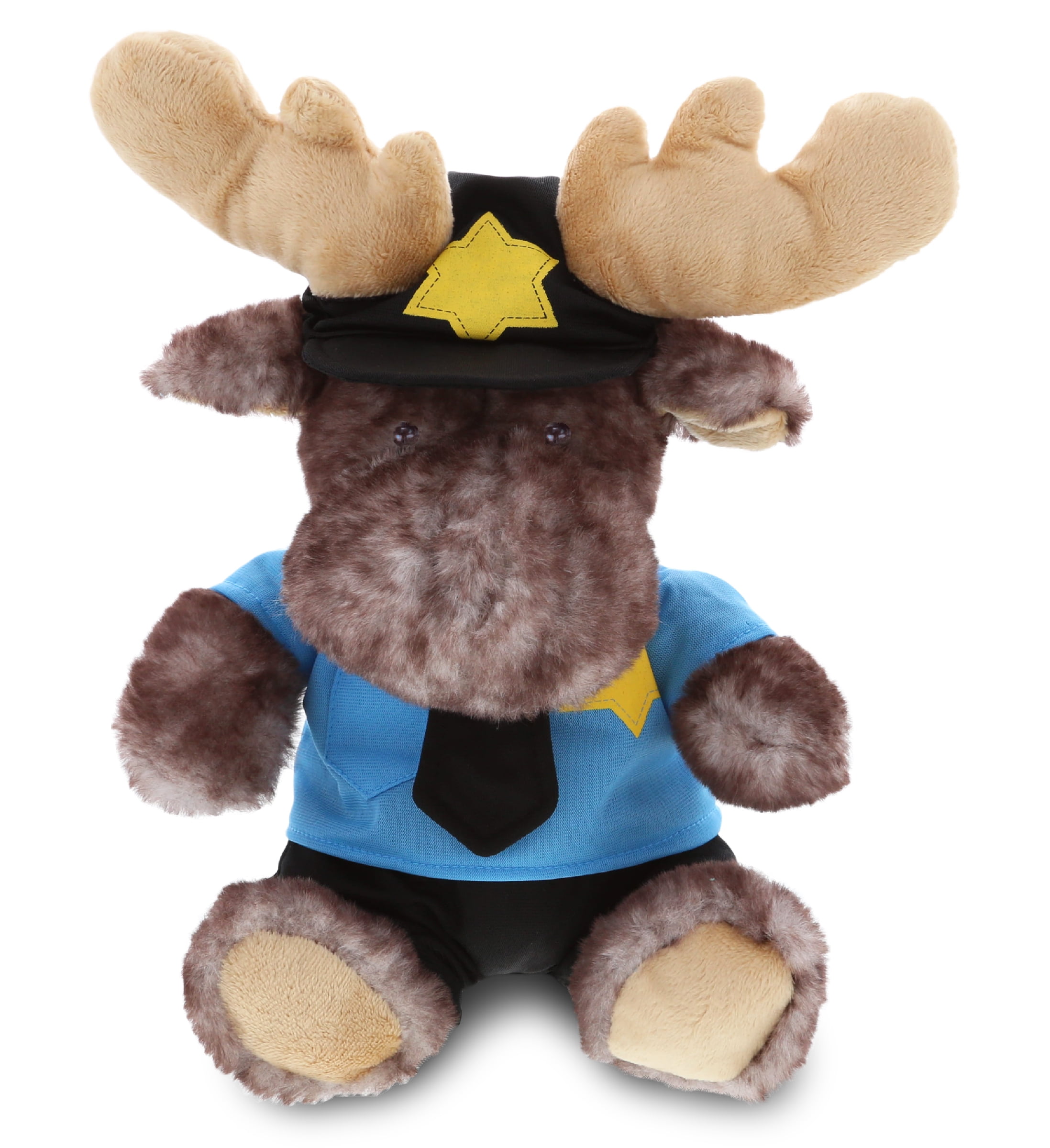 DolliBu Brownish Sitting Moose Police Officer Plush Toy - Soft Moose ...
