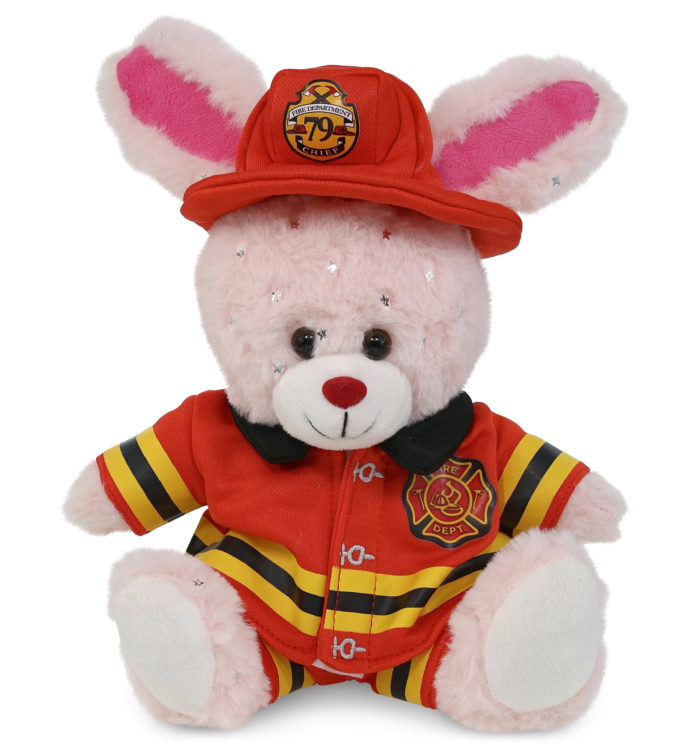 DolliBu Bunny Firefighter Stuffed Animal - Super Soft Rose Gold Bunny ...