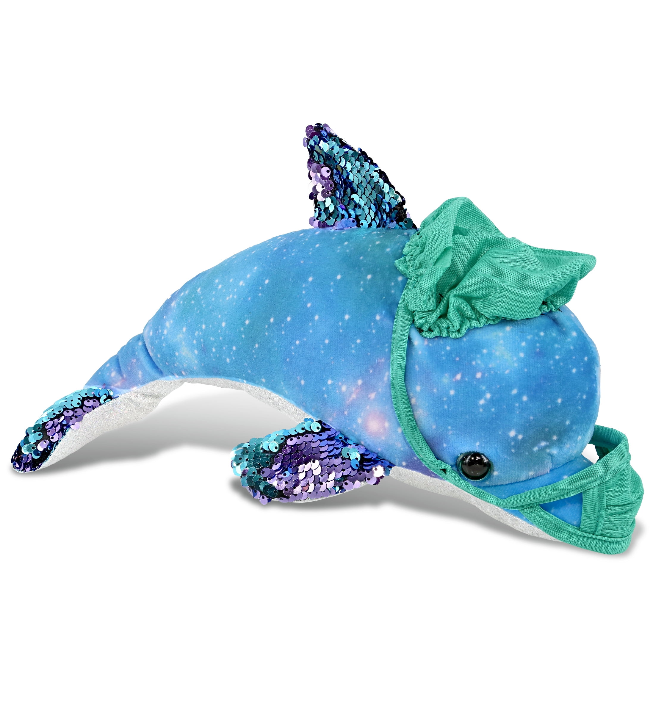 DolliBu Dolphin Doctor Plush Toy - Space Sequin Dolphin Doctor Stuffed ...