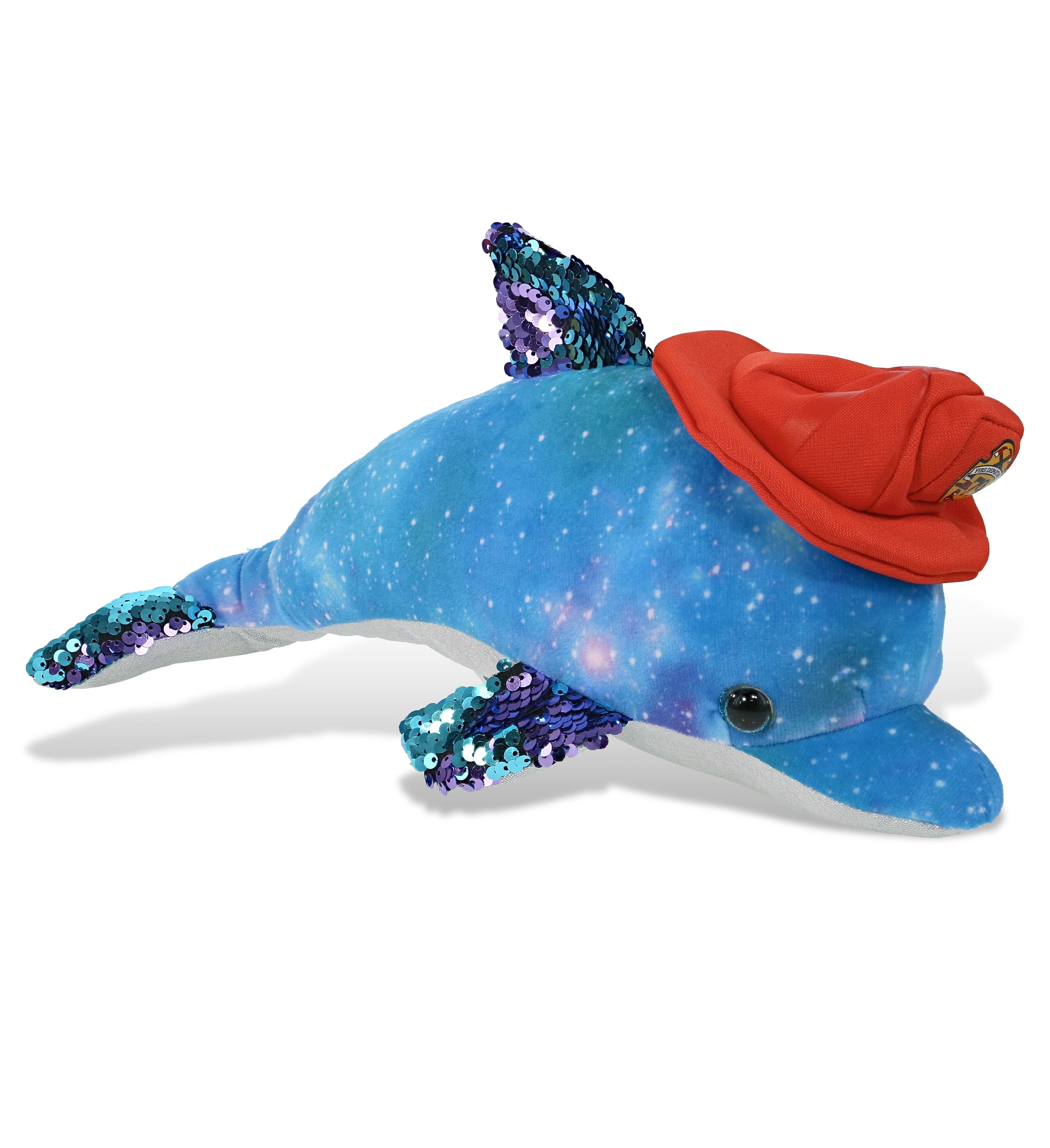 DolliBu Dolphin Firefighter Stuffed Animal - Space Sequin Purple ...