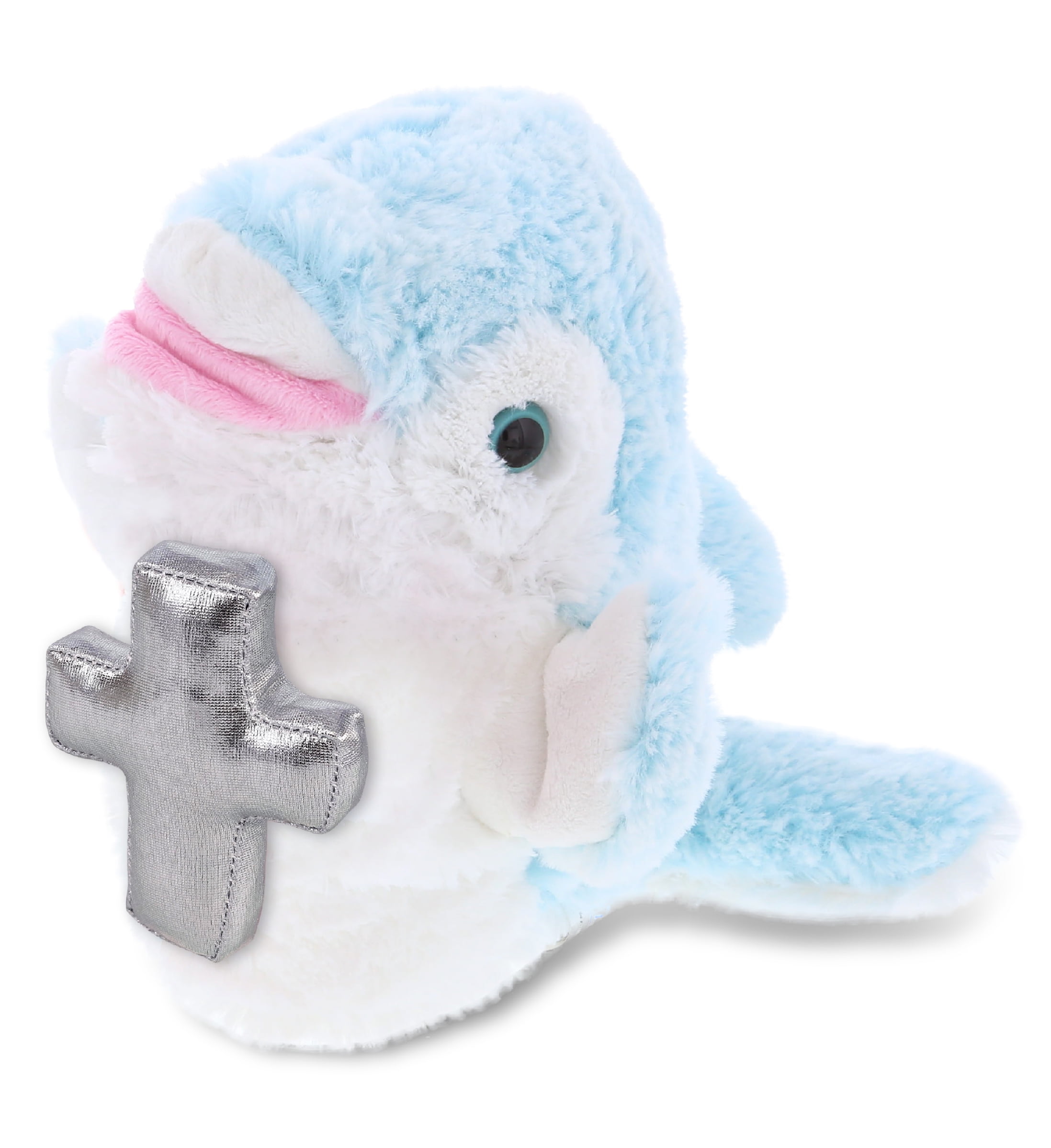 DolliBu Dolphin Hand Puppet Stuffed Animal with Silver Cross Plush ...