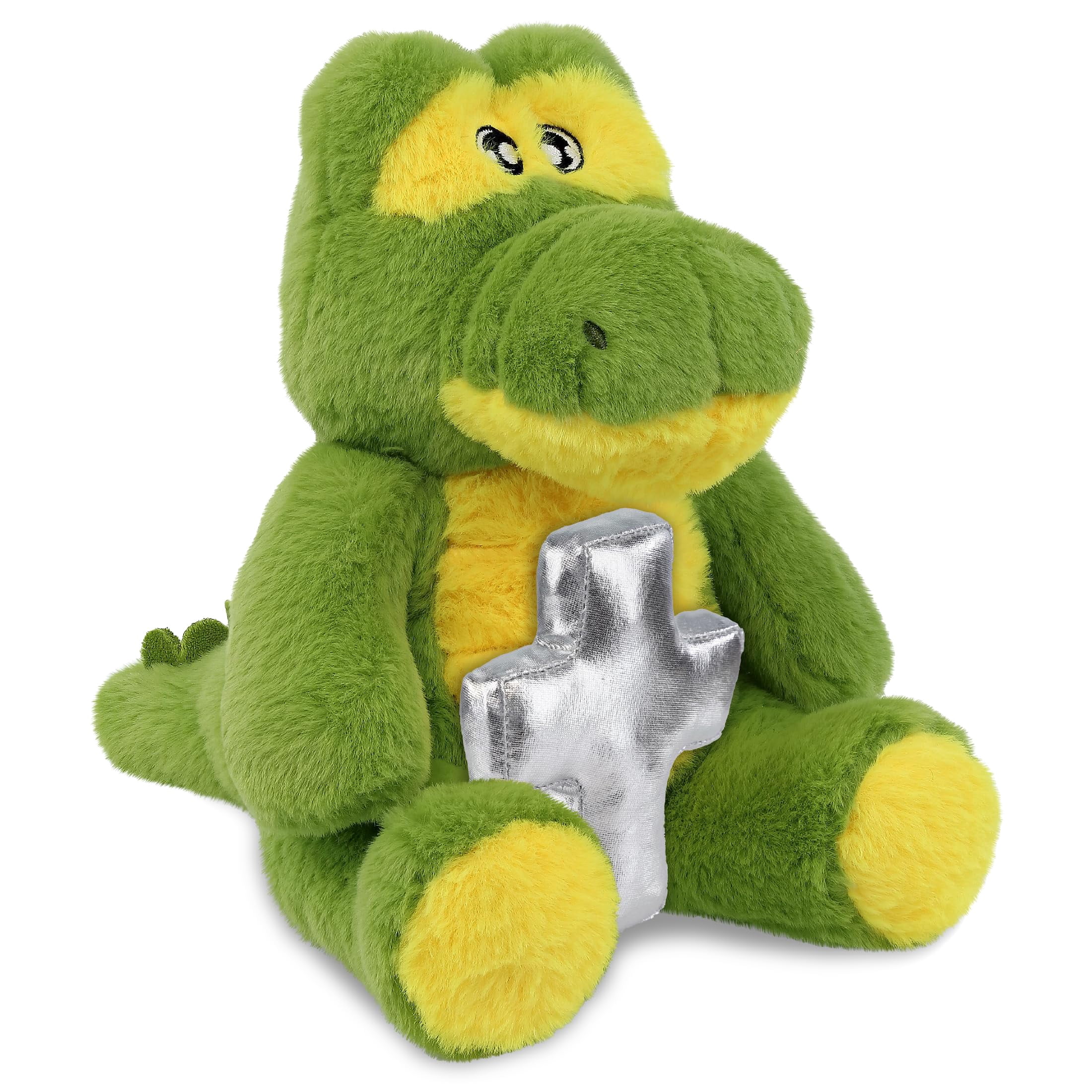 DolliBu Eco-Friendly Alligator Stuffed Animal with Silver Cross Plush ...