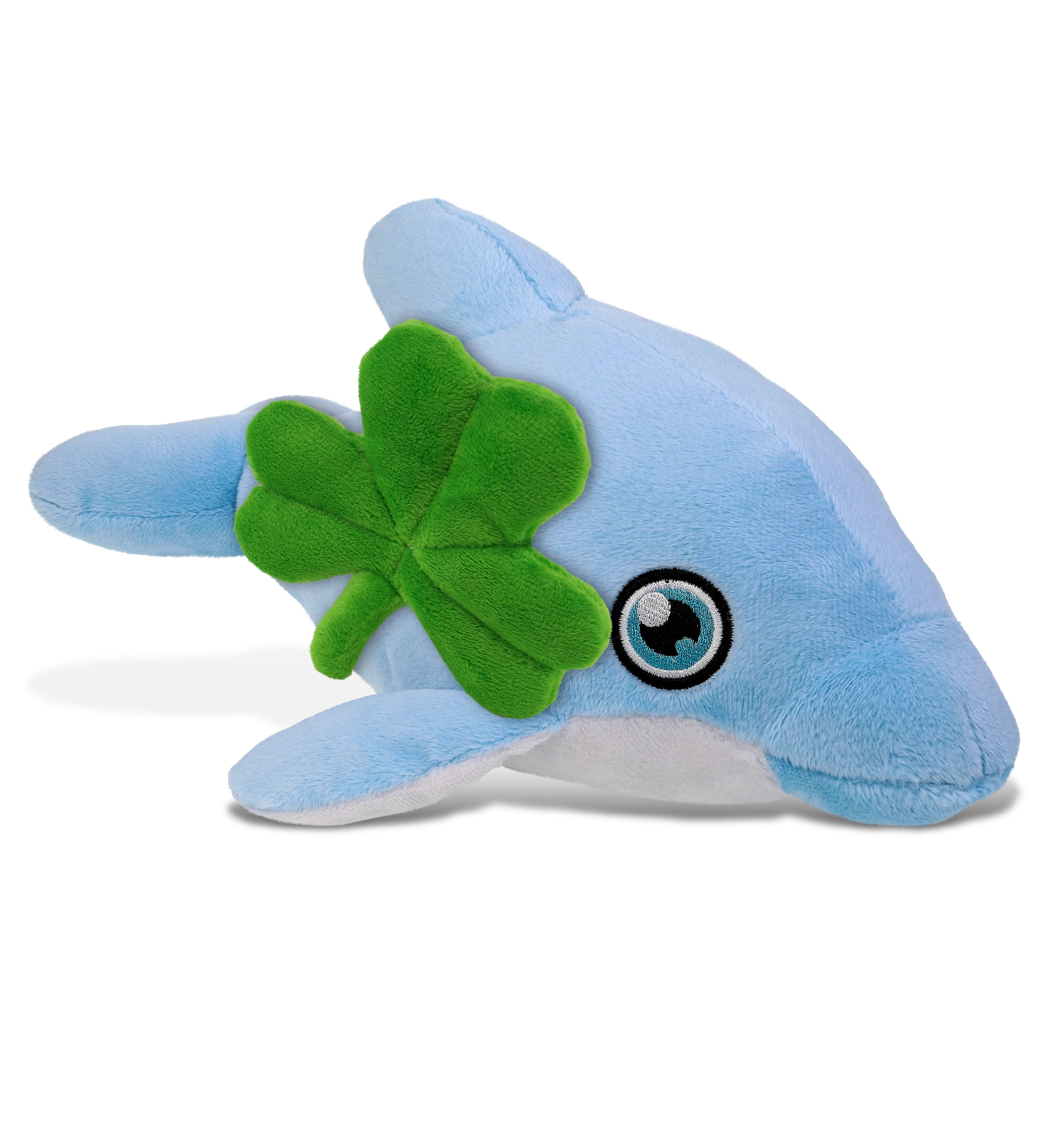 DolliBu Eco-Friendly Dolphin Stuffed Animal with Green Plush Shamrock ...
