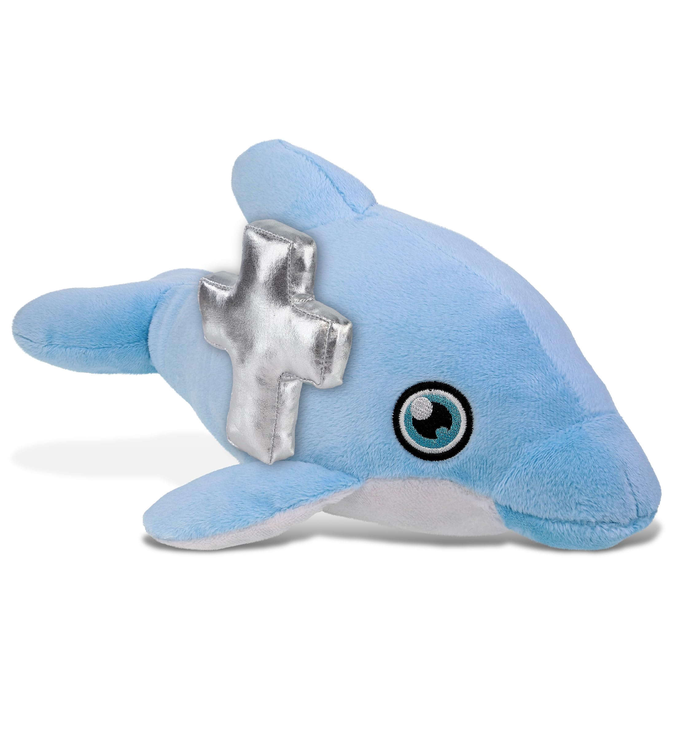 DolliBu Eco-Friendly Dolphin Stuffed Animal with Silver Cross Plush ...
