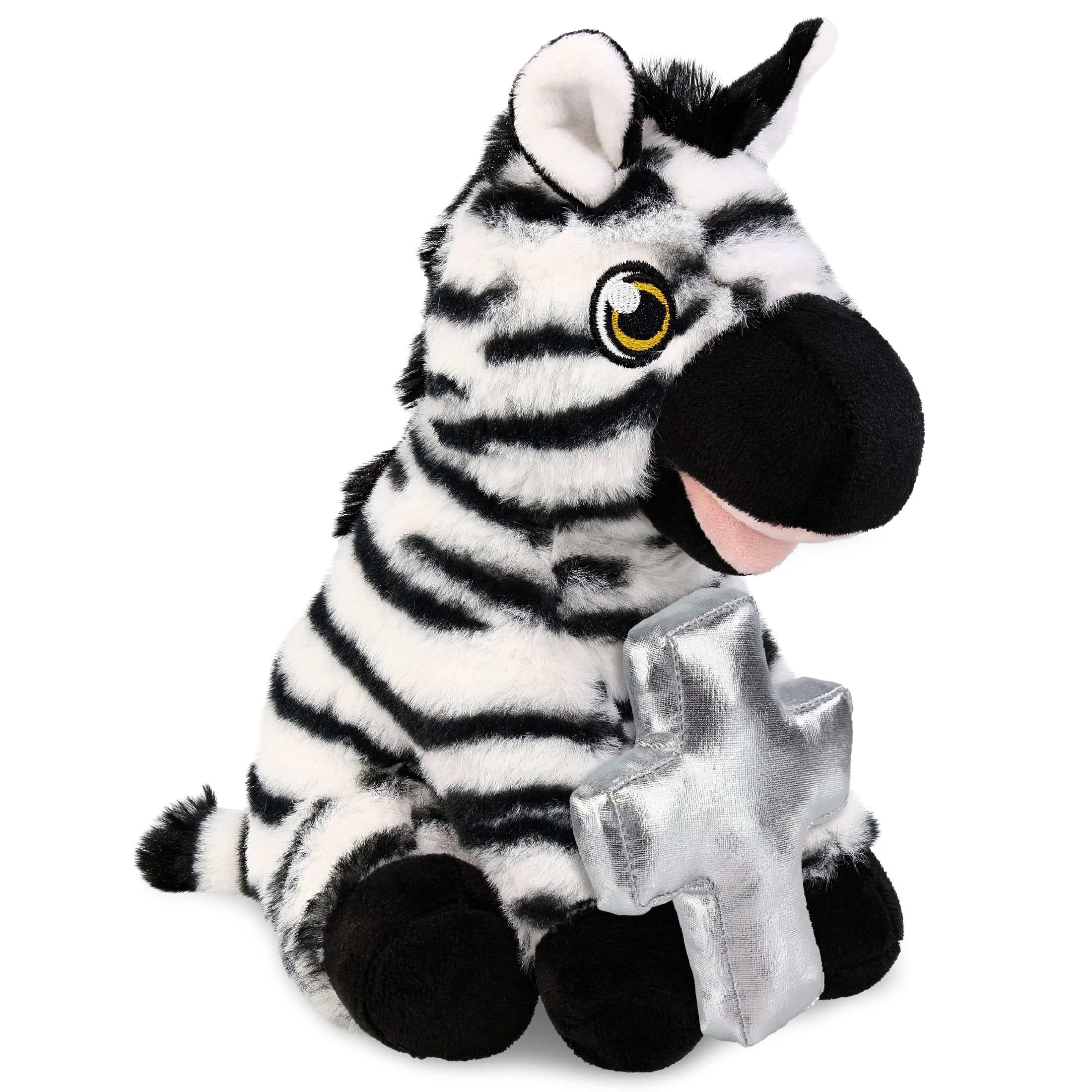 DolliBu Eco-Friendly Zebra Stuffed Animal with Silver Cross Plush ...