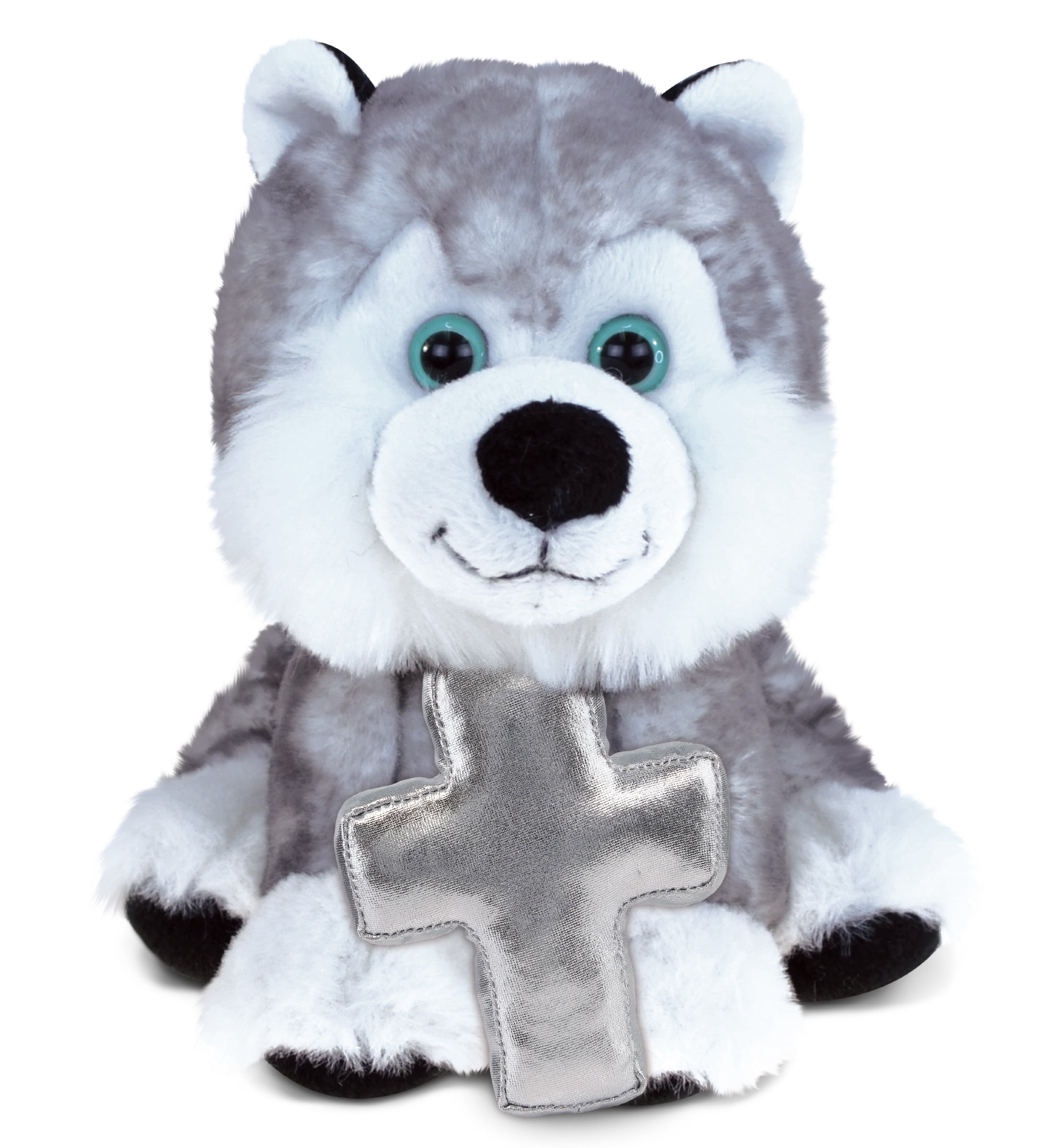 DolliBu Floppy Husky Dog Stuffed Animal with Silver Cross Plush ...