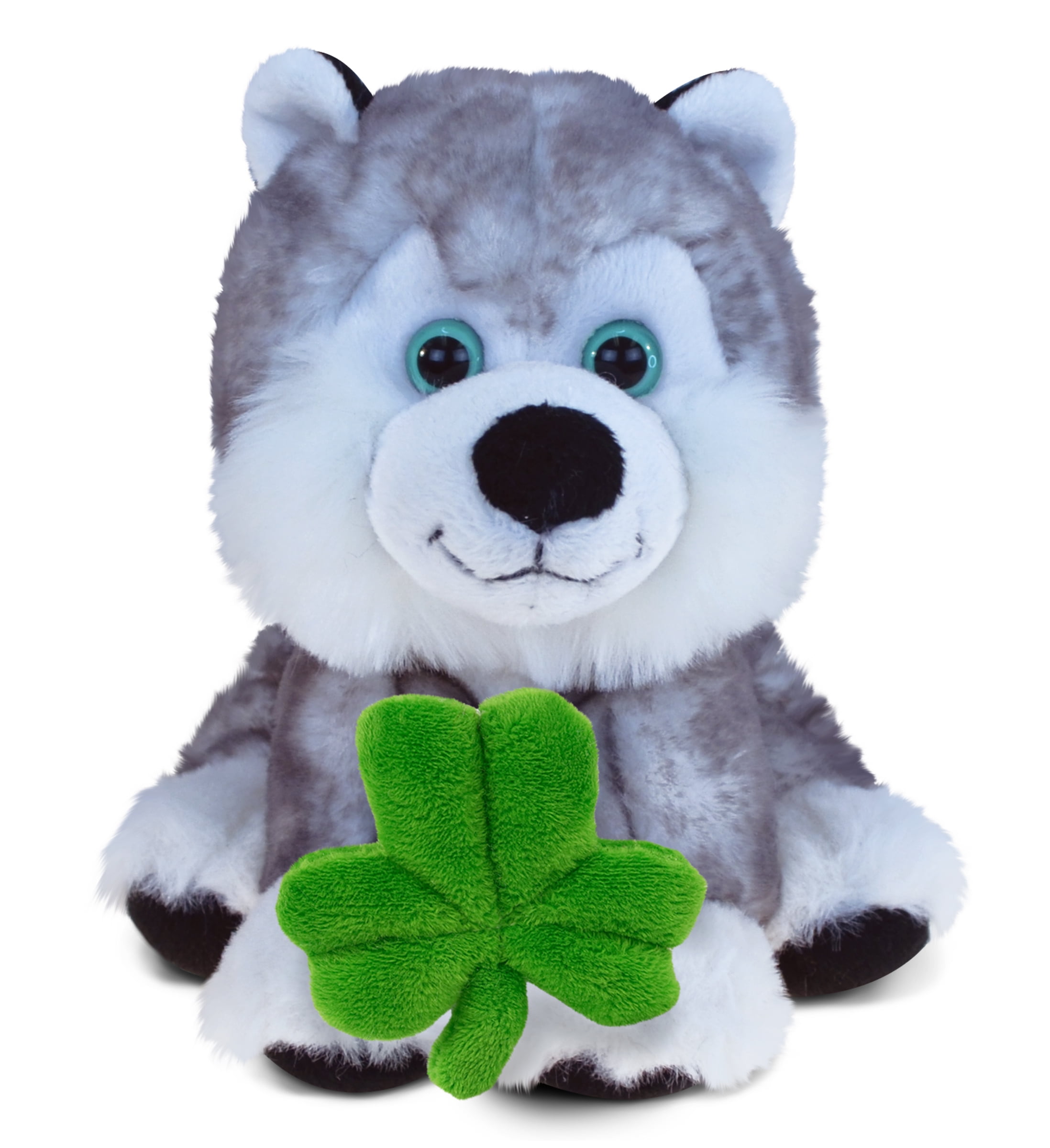 DolliBu Floppy Husky Stuffed Animal with Green Plush Shamrock, Cute ...
