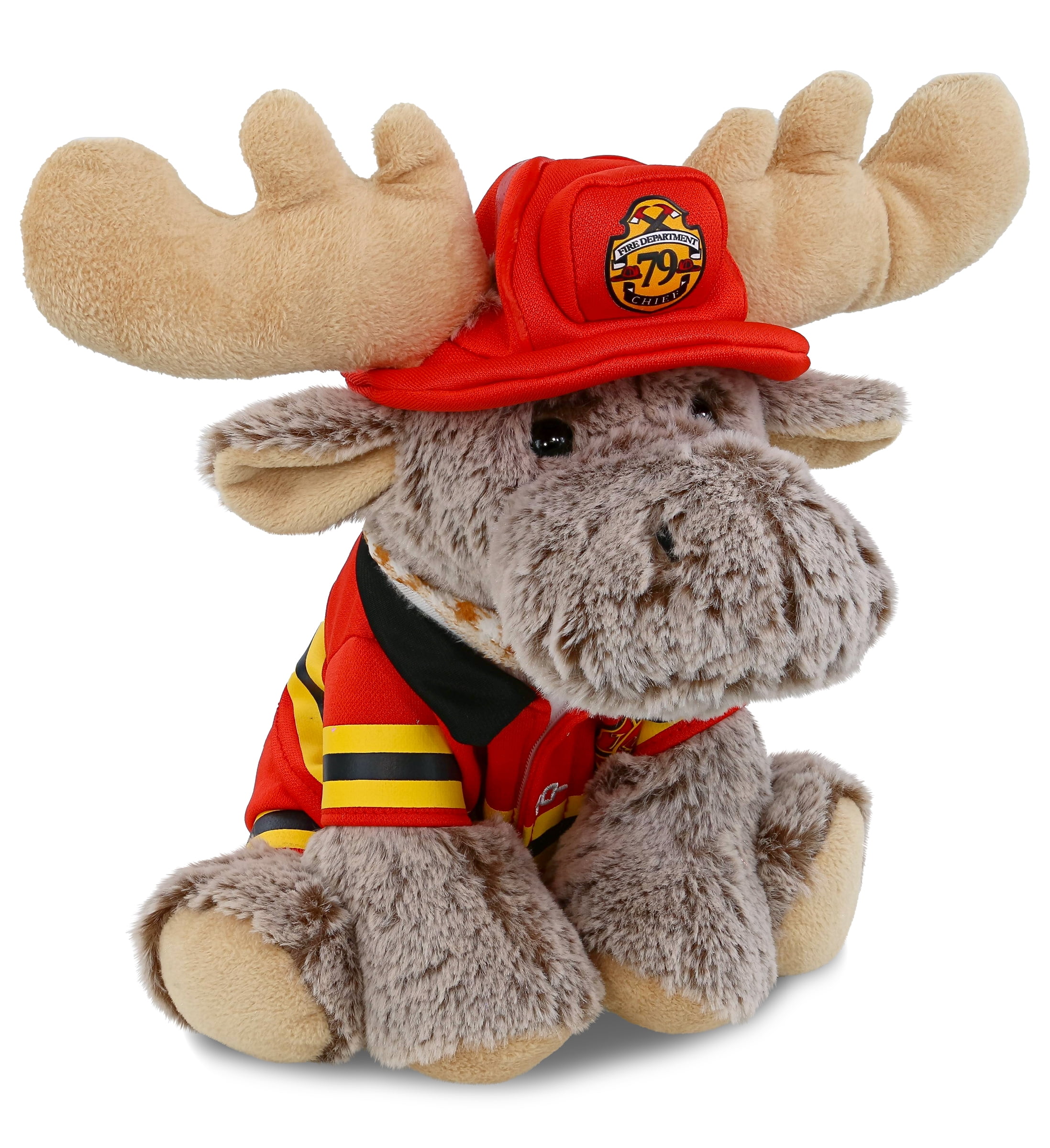 DolliBu Floppy Moose Firefighter Stuffed Animal - Super Soft Moose ...