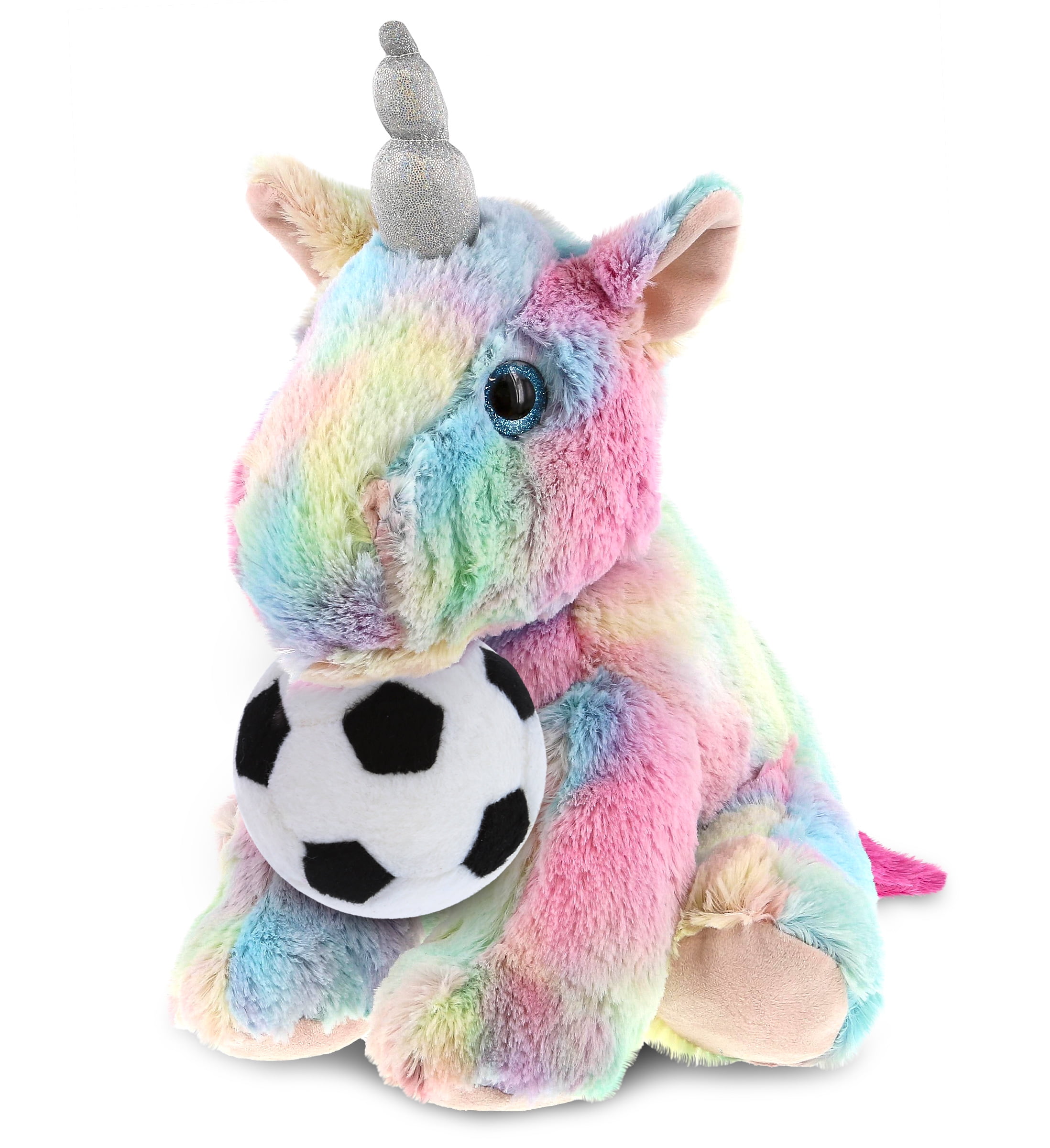 DolliBu Floppy Rainbow Unicorn Stuffed Animal with Soccer Ball Plush ...