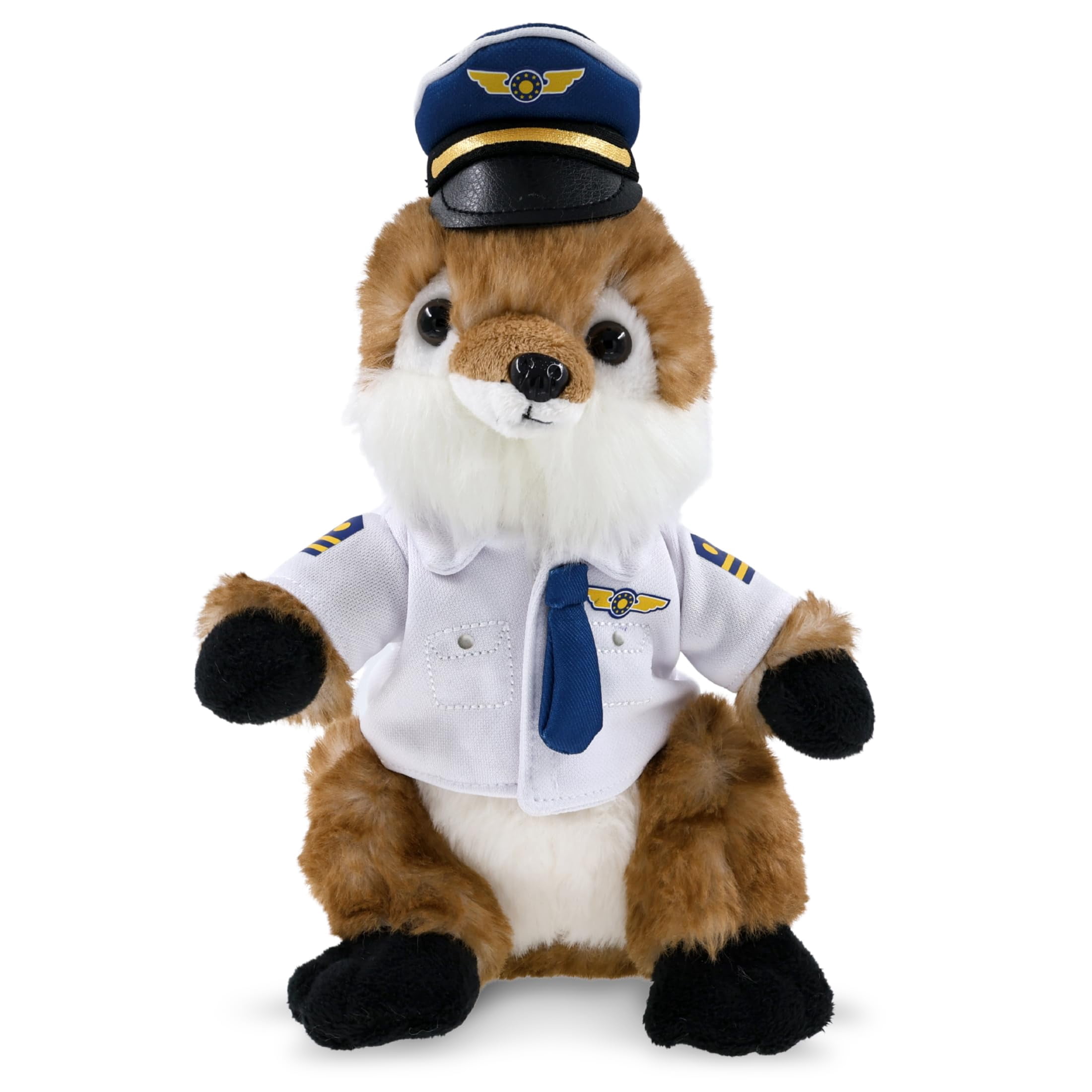 DolliBu Fox Stuffed Animal with Pilot Costume - Cute Wildlife Plush Toy ...