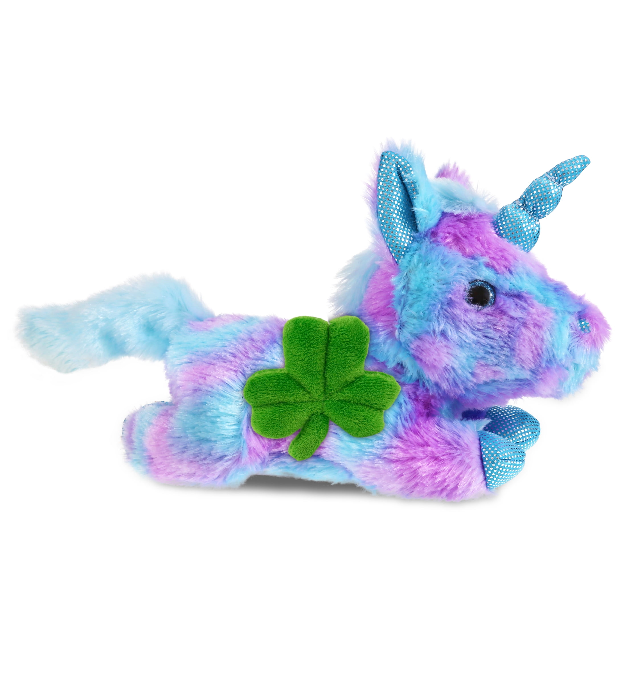 DolliBu Friday Blue Unicorn Stuffed Animal with Green Plush Shamrock ...