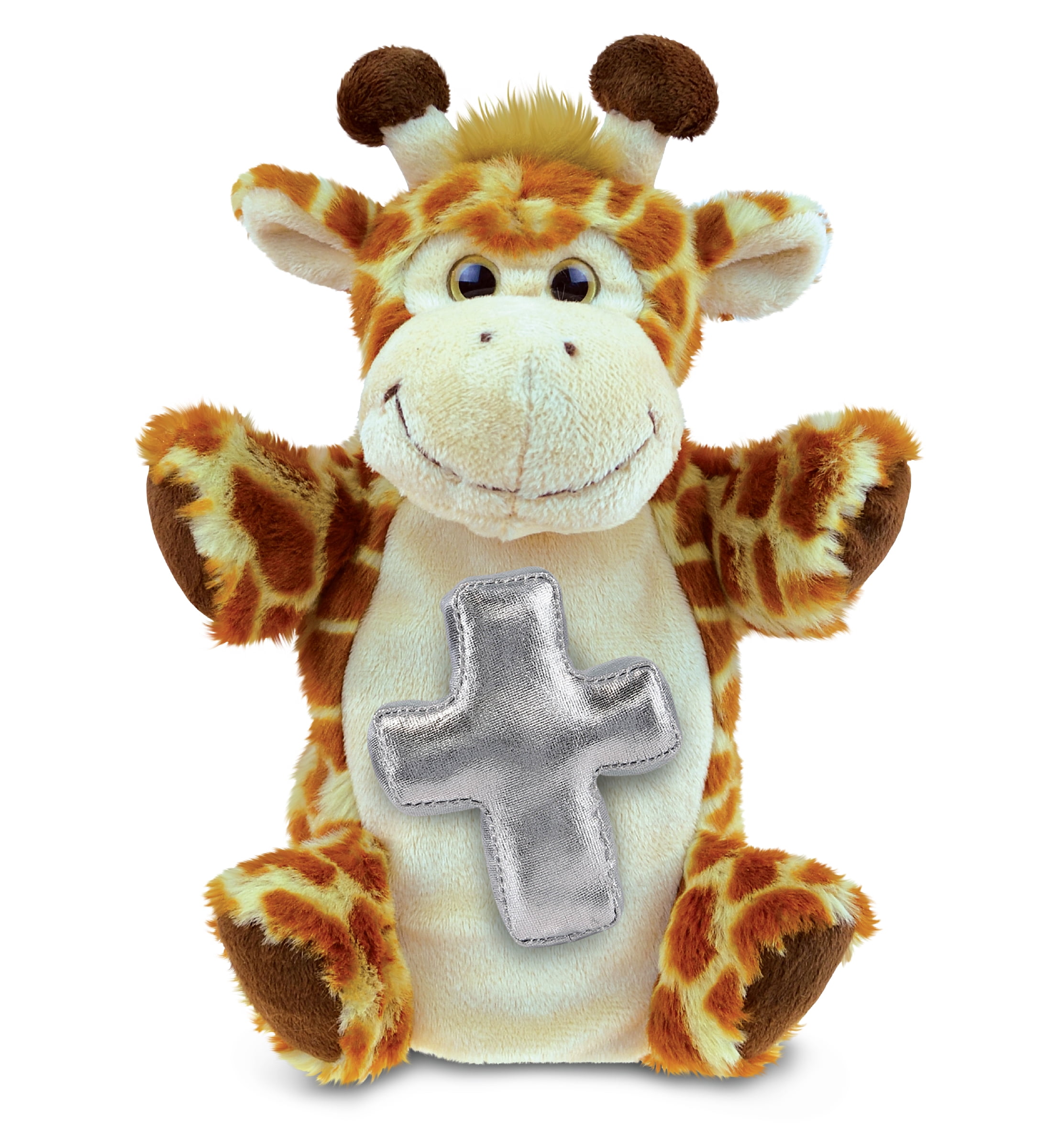 DolliBu Giraffe Hand Puppet Stuffed Animal with Silver Cross Plush ...