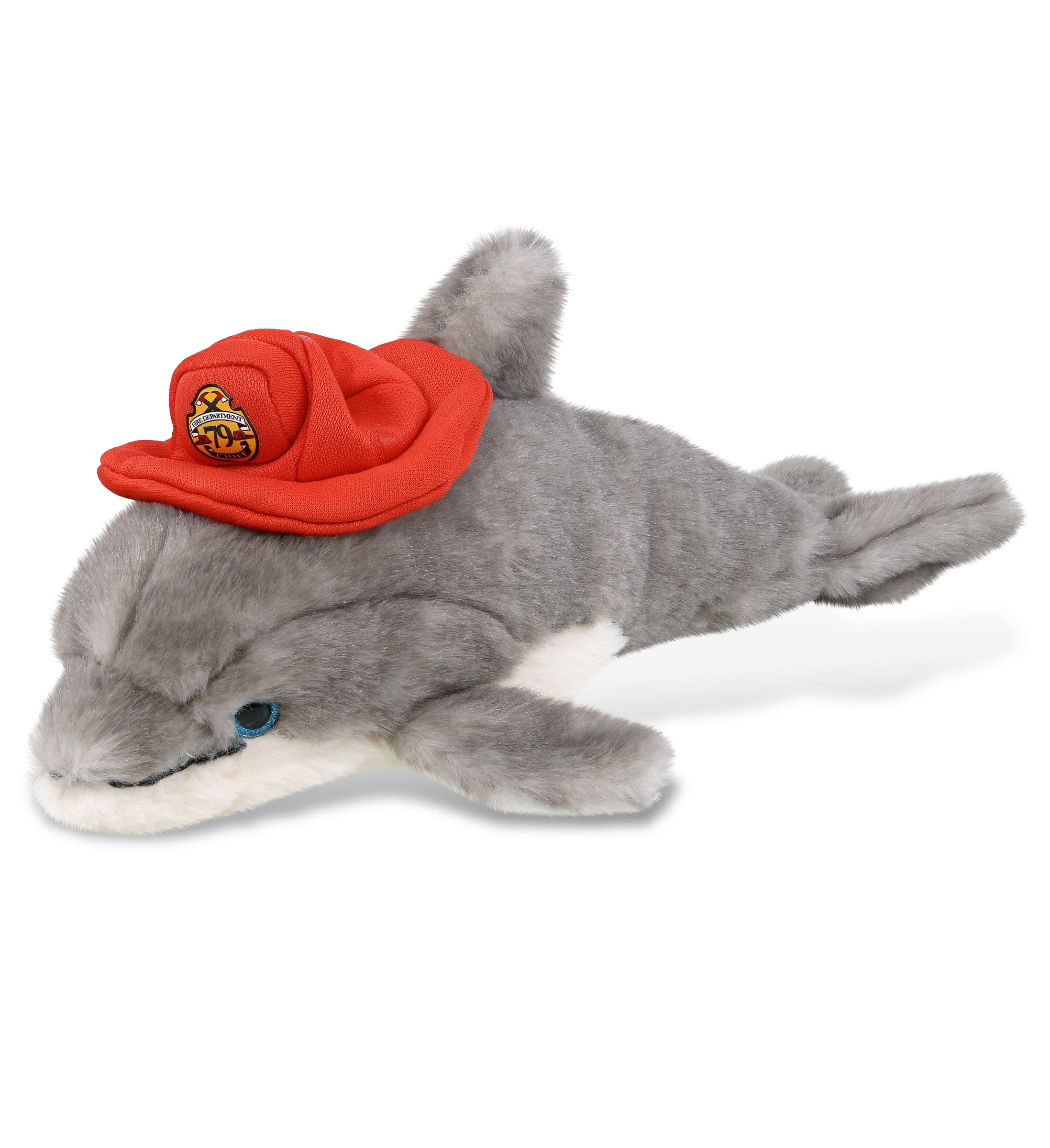 DolliBu Gray Dolphin Firefighter Stuffed Animal - Dolphin Fireman Toy ...